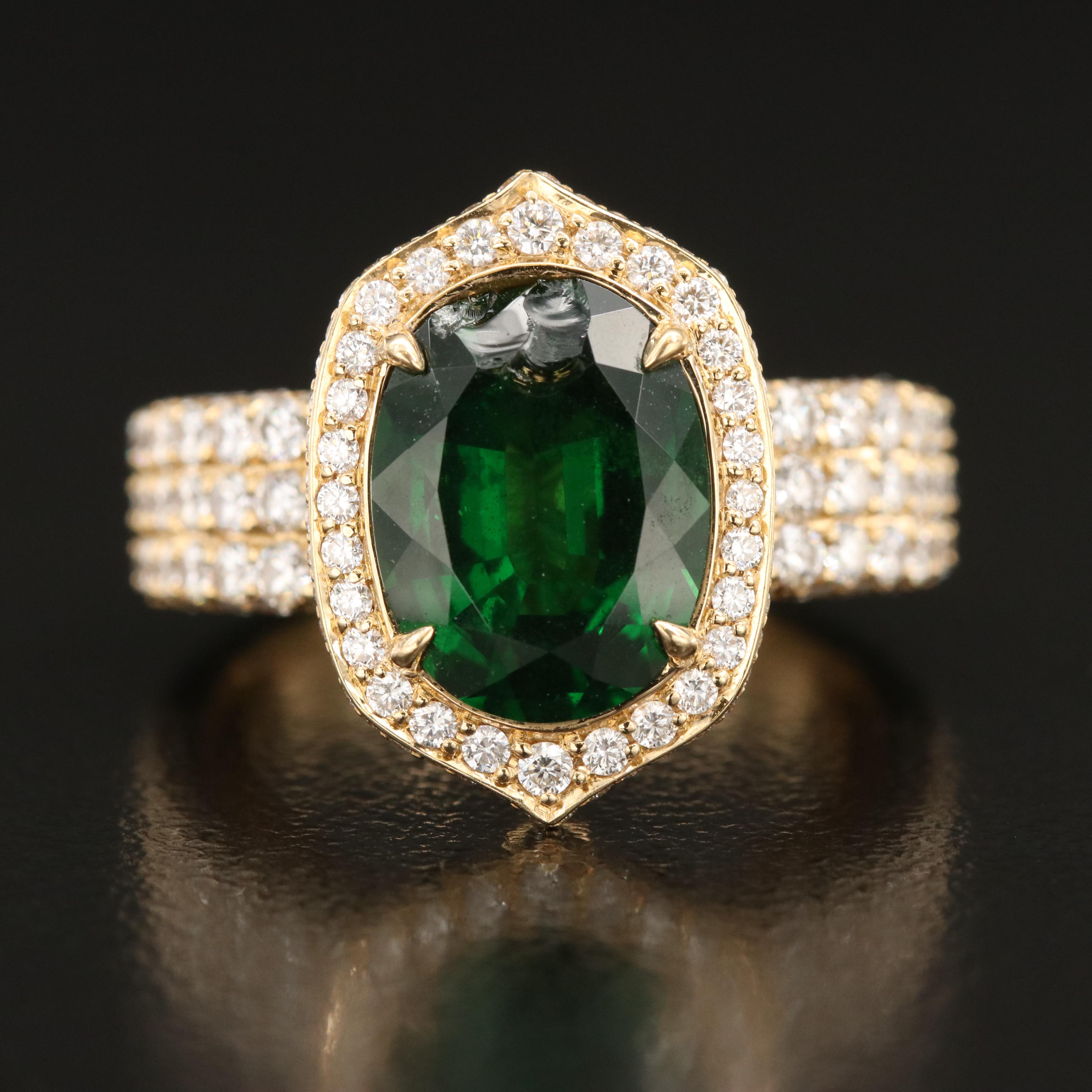Kat Florence 18K 3.14 CT Tsavorite and 1.43 CTW Diamond Ring | EBTH