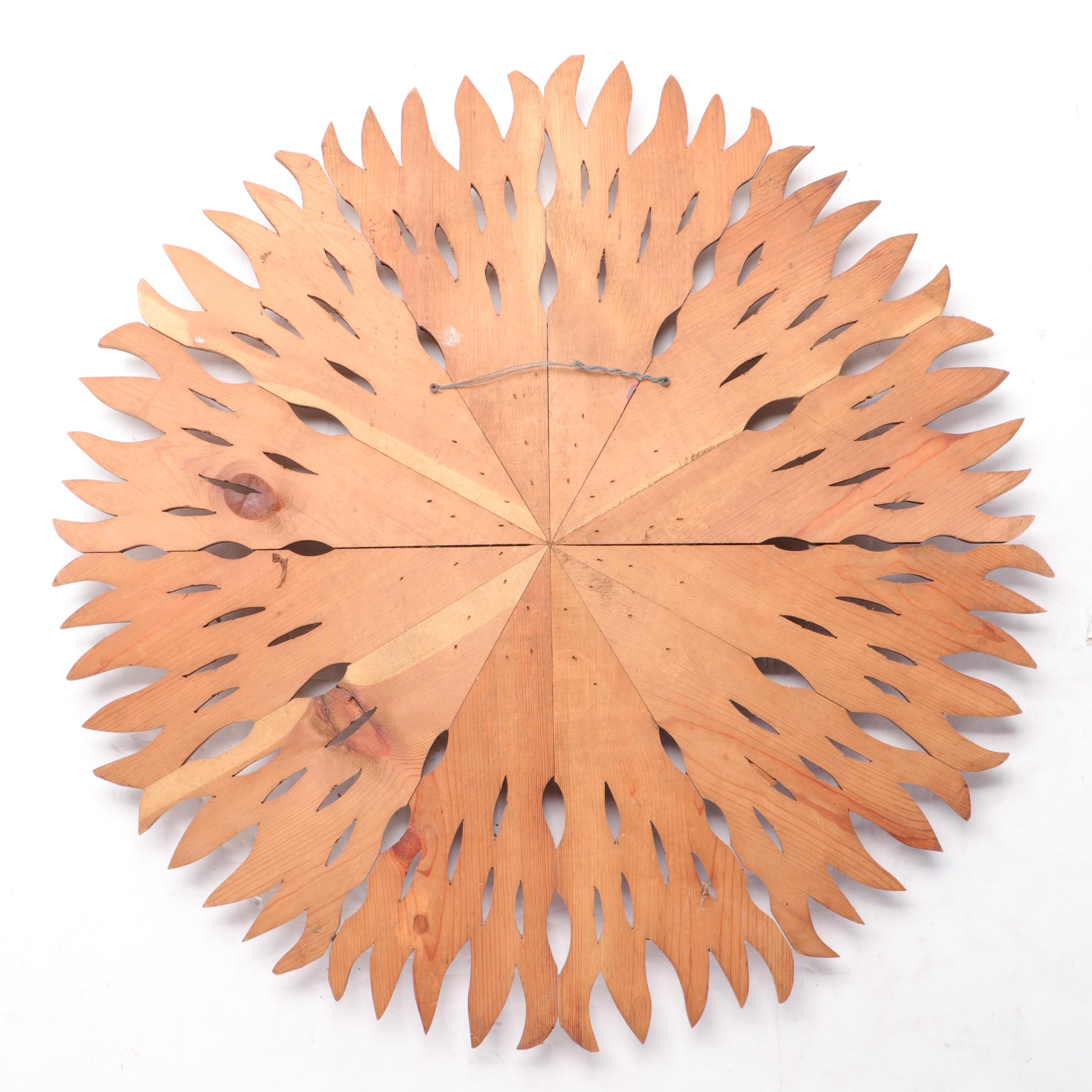 Folk Art Hand-Carved Wooden Sun Face Wall Décor | EBTH