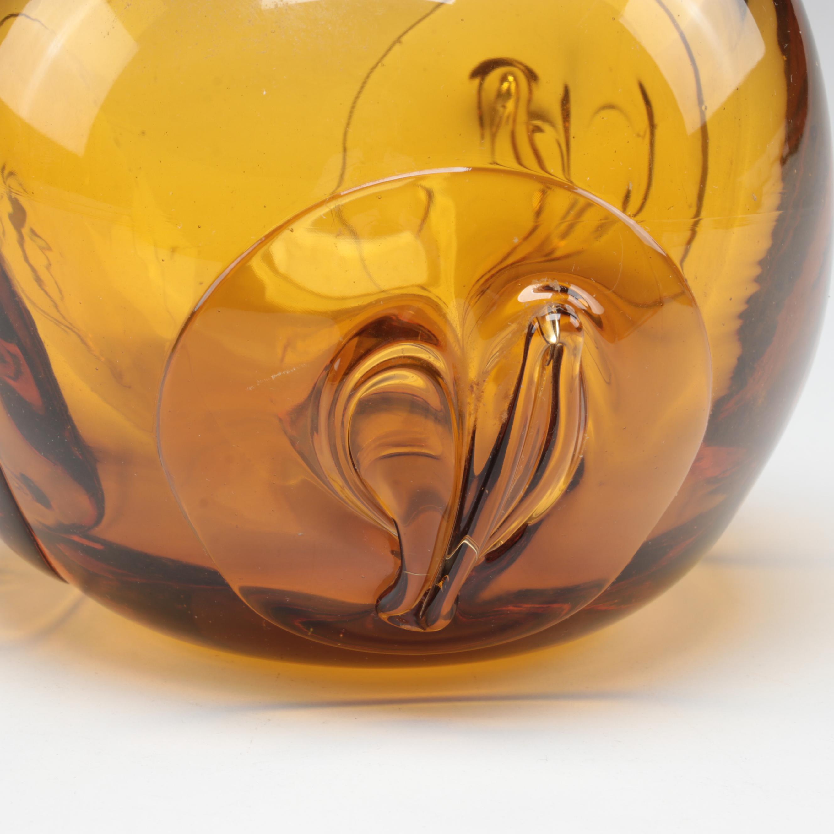 Dominick Labino Blown Amber with Applied Decoration Studio Art Glass ...