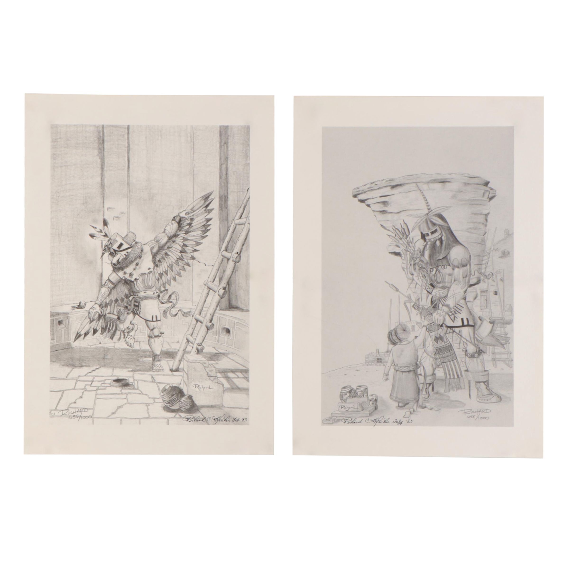 Richard C. Hacker Offset Lithographs of Hopi Dancers, 1983 | EBTH