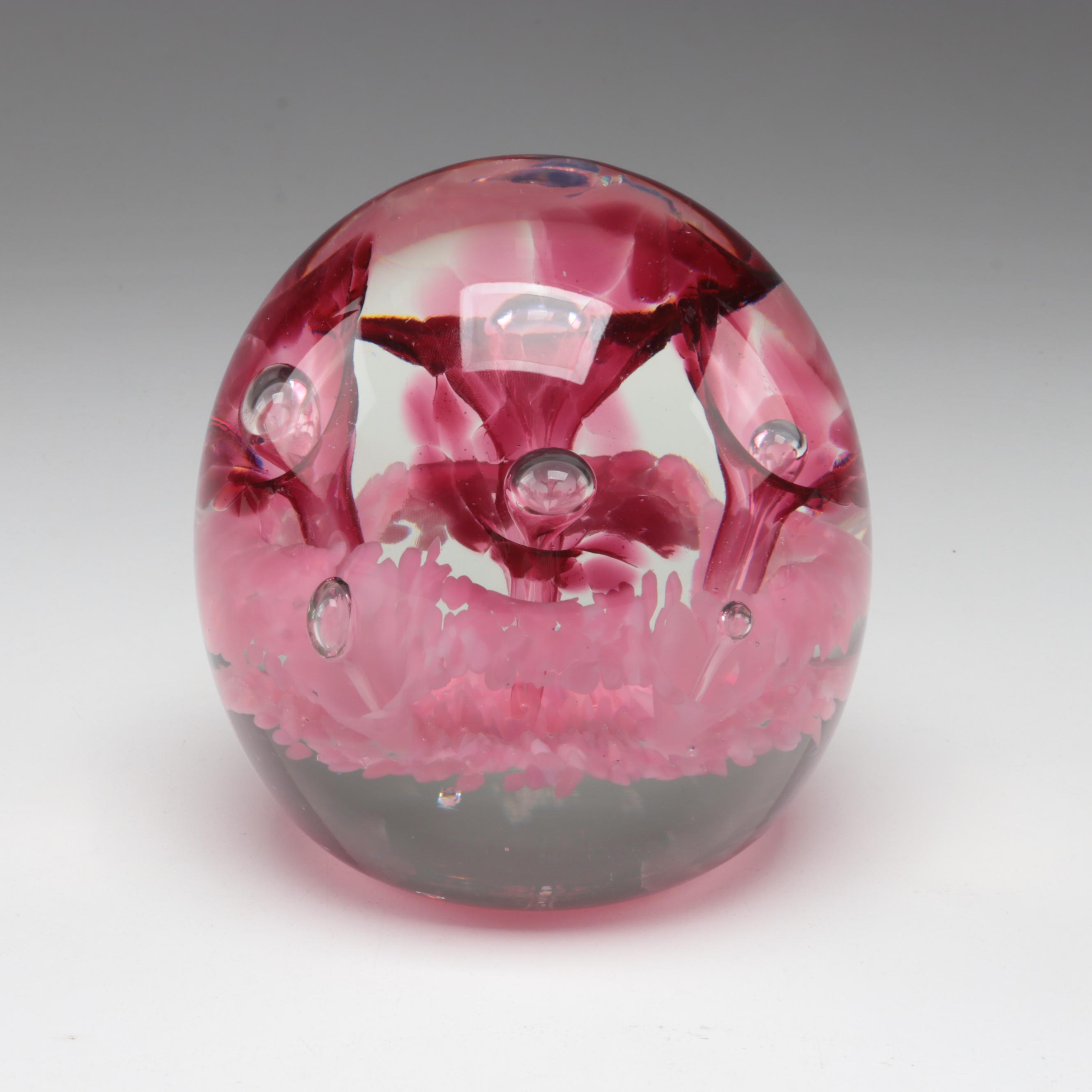 Joe Rice with Other Glass Trapped Bubble and Floral Paperweights | EBTH