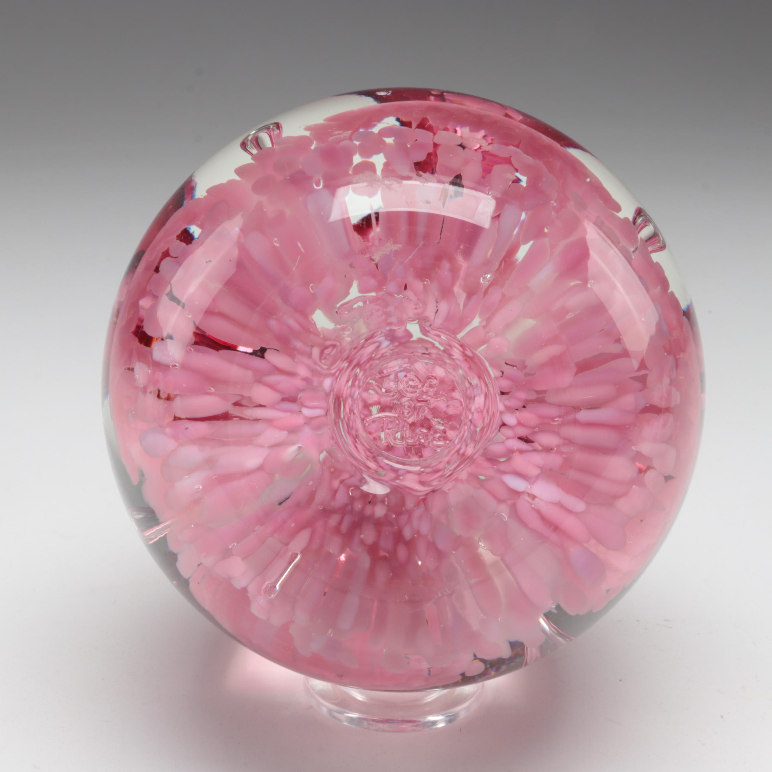 Joe Rice with Other Glass Trapped Bubble and Floral Paperweights | EBTH