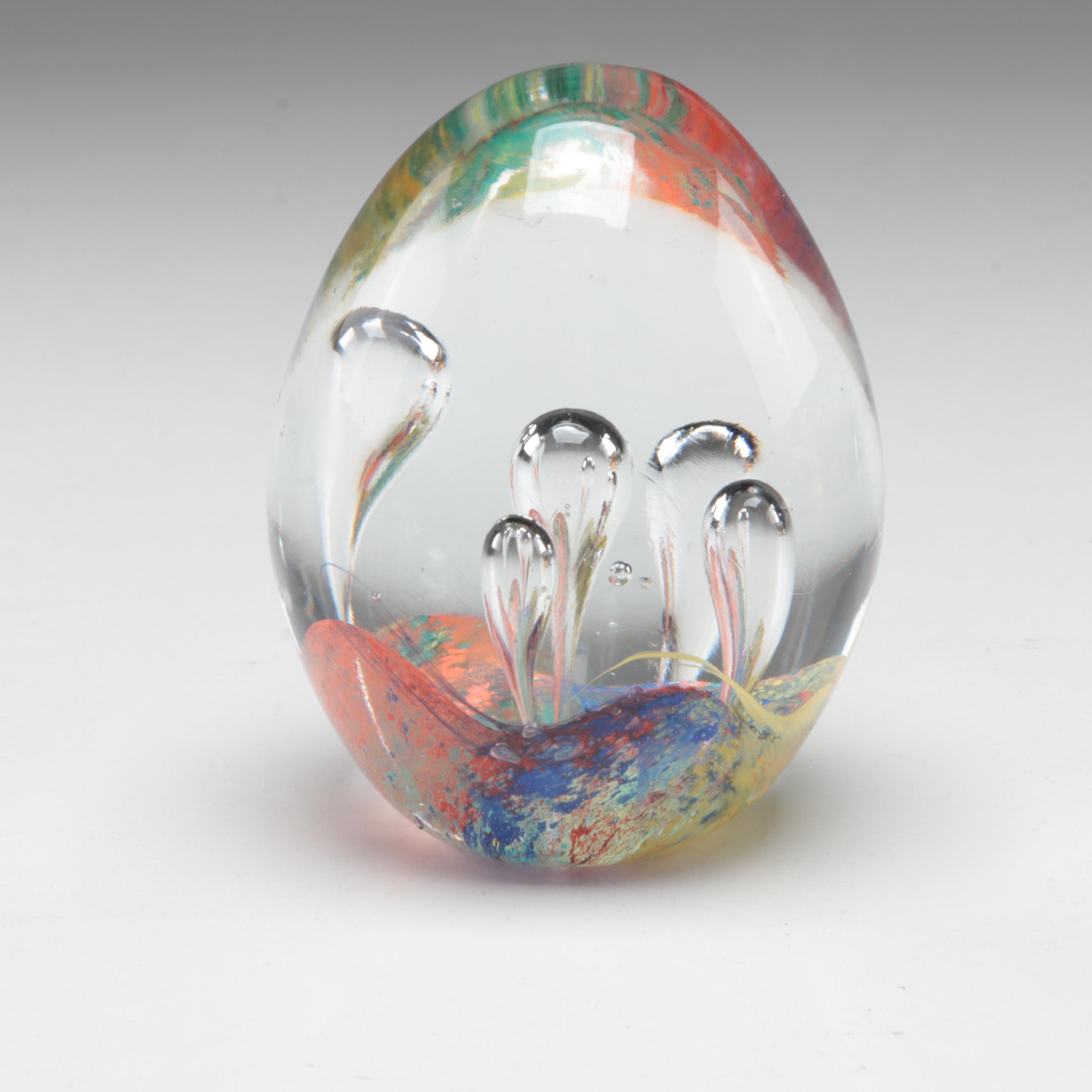 Joe Rice with Other Glass Trapped Bubble and Floral Paperweights | EBTH