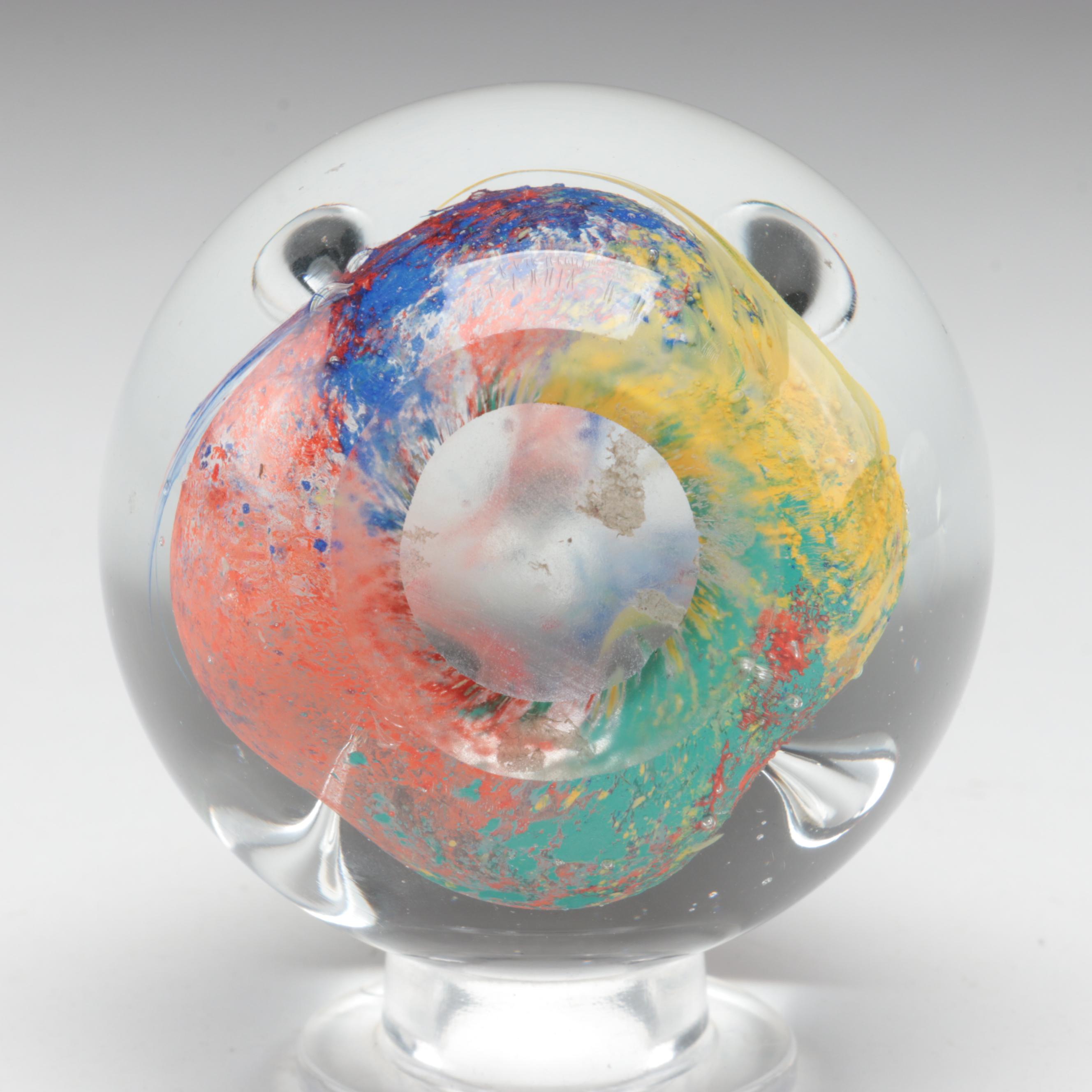 Joe Rice with Other Glass Trapped Bubble and Floral Paperweights | EBTH