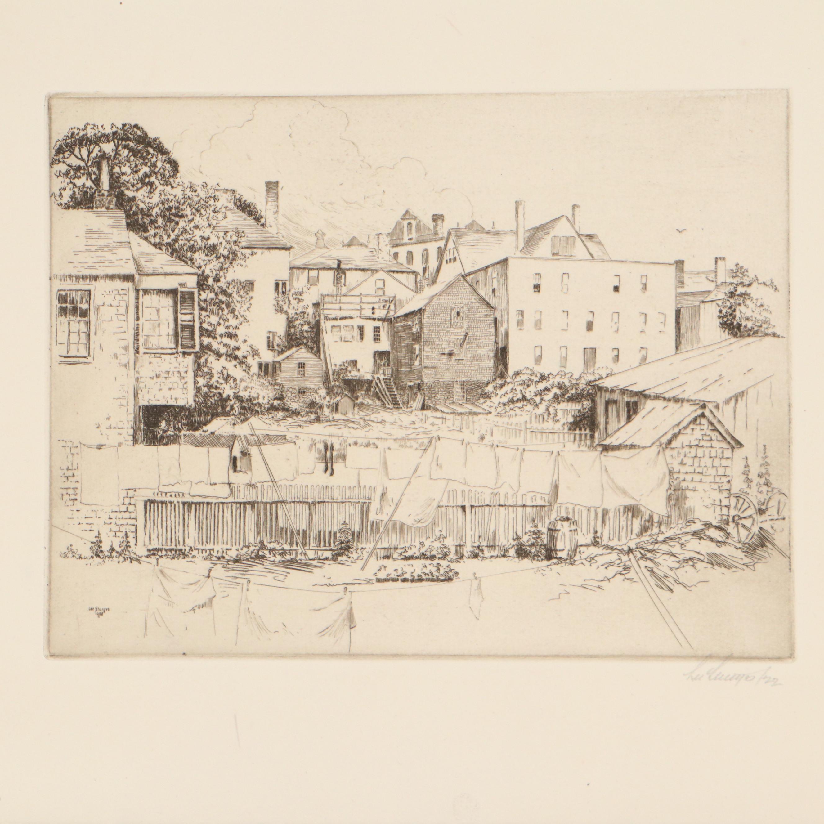 Lee Sturges Landscape Etchings Including "A Corner in the Ghetto," 1915 ...