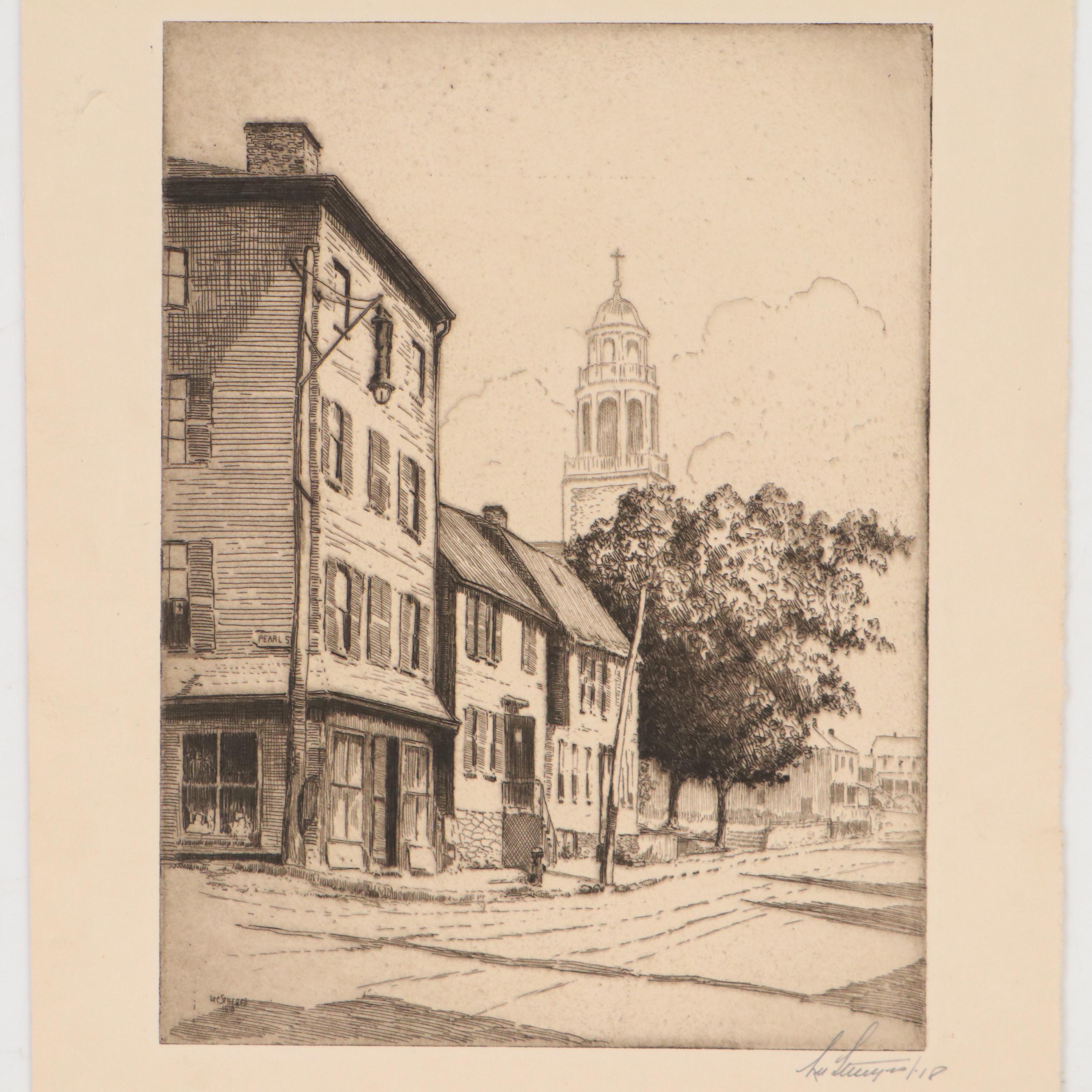 Lee Sturges Landscape Etchings Including "A Corner in the Ghetto," 1915 ...