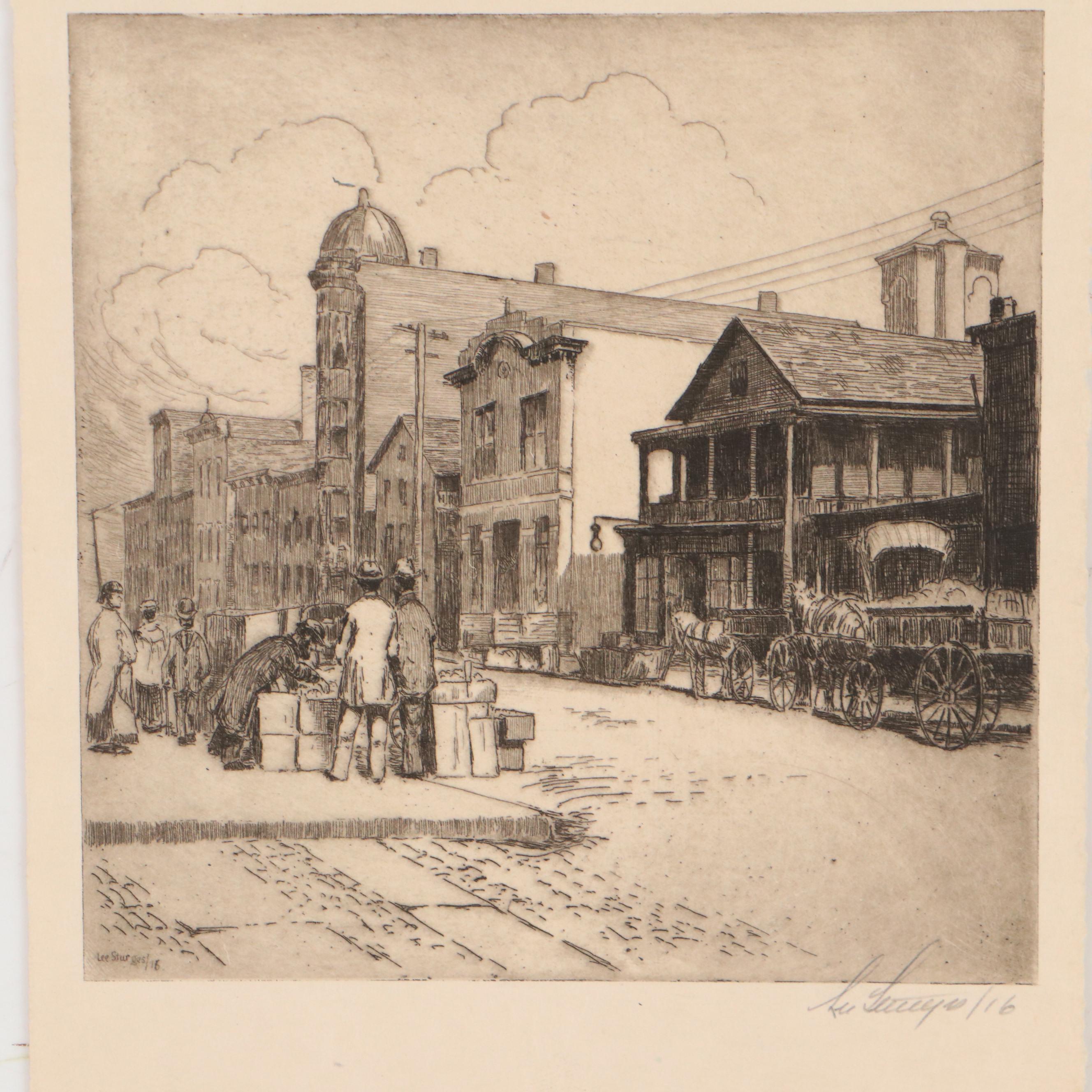 Lee Sturges Landscape Etchings Including "A Corner in the Ghetto," 1915 ...