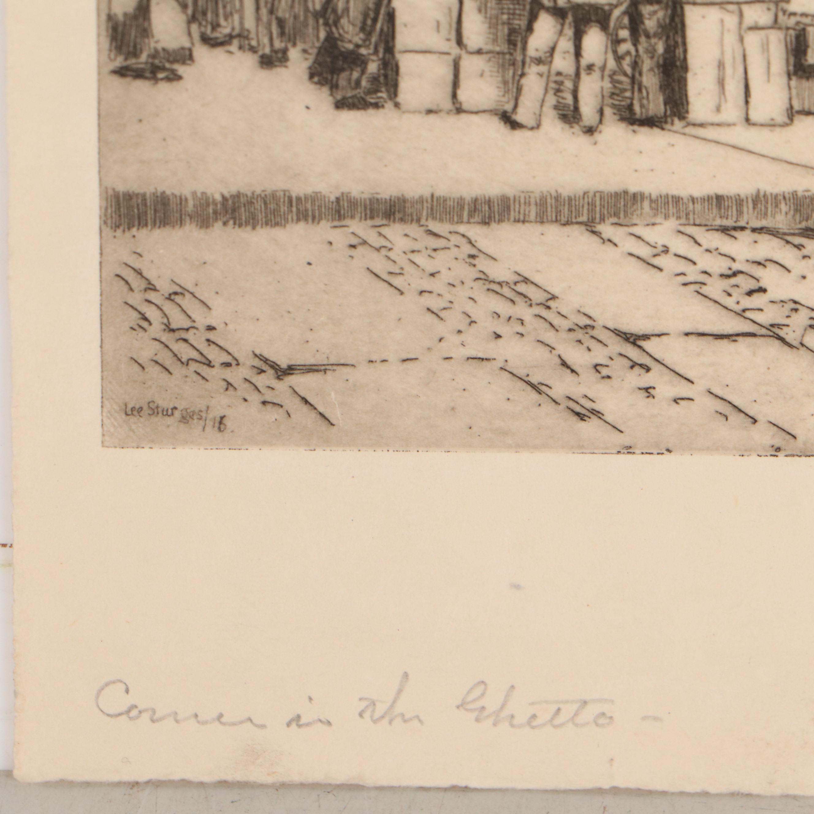 Lee Sturges Landscape Etchings Including "A Corner in the Ghetto," 1915 ...