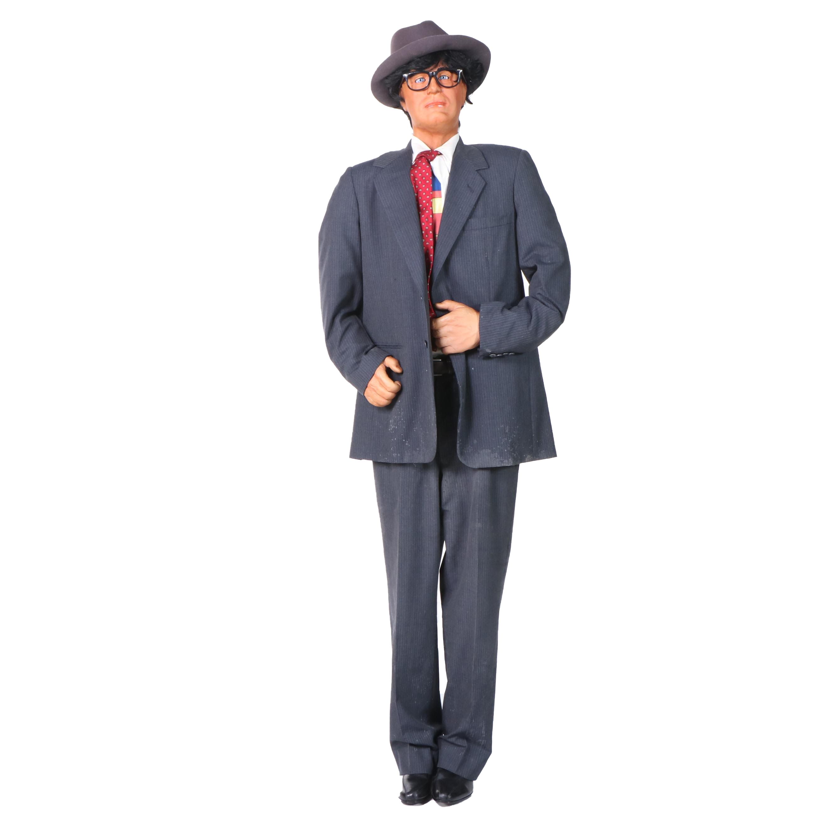Clark Kent Mannequin in Pinstripe Suit, Tie, and Superman T-Shirt with ...