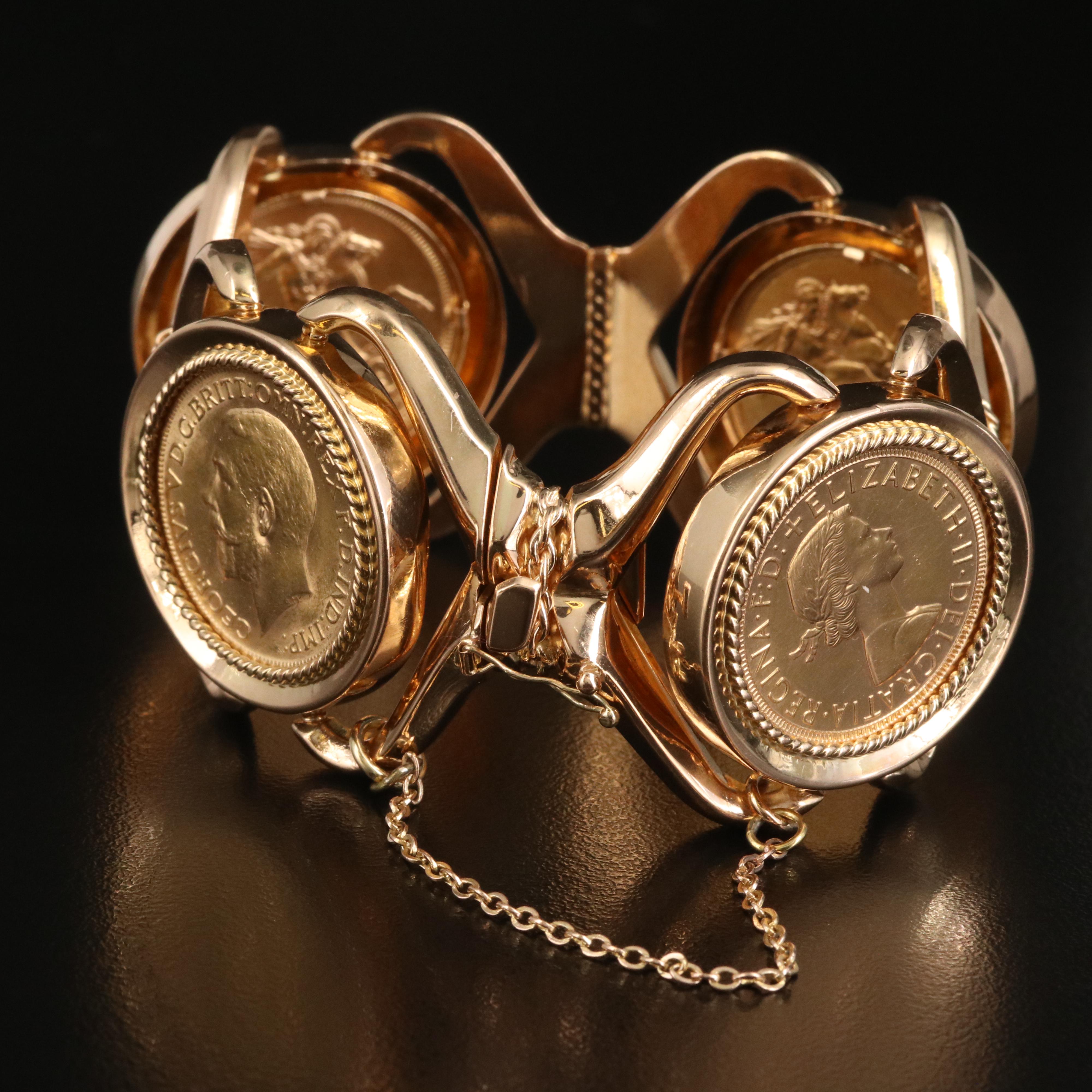 18K Bracelet with British Gold Sovereign Coins | EBTH