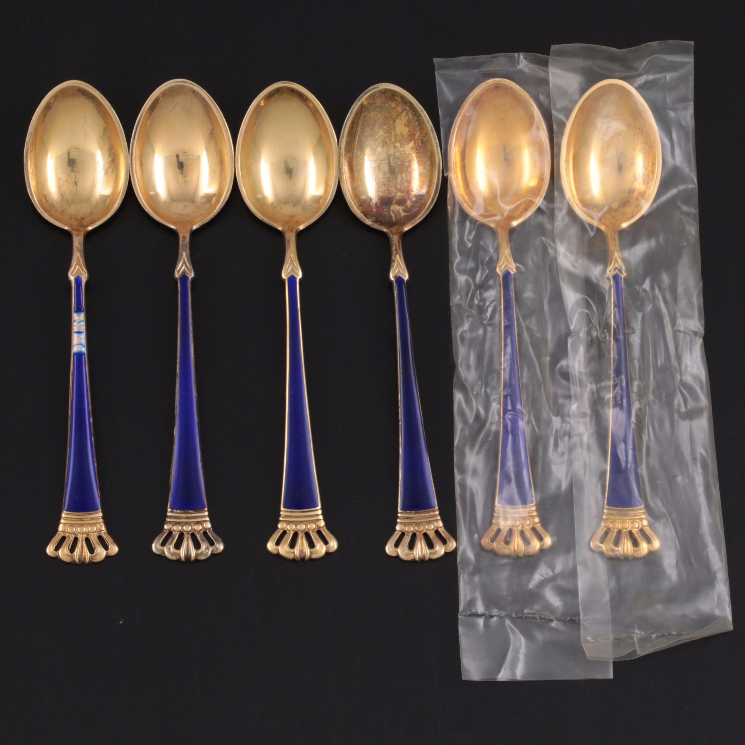 Ela Danish Sterling Silver Enameled Demitasse Spoons in Case | EBTH