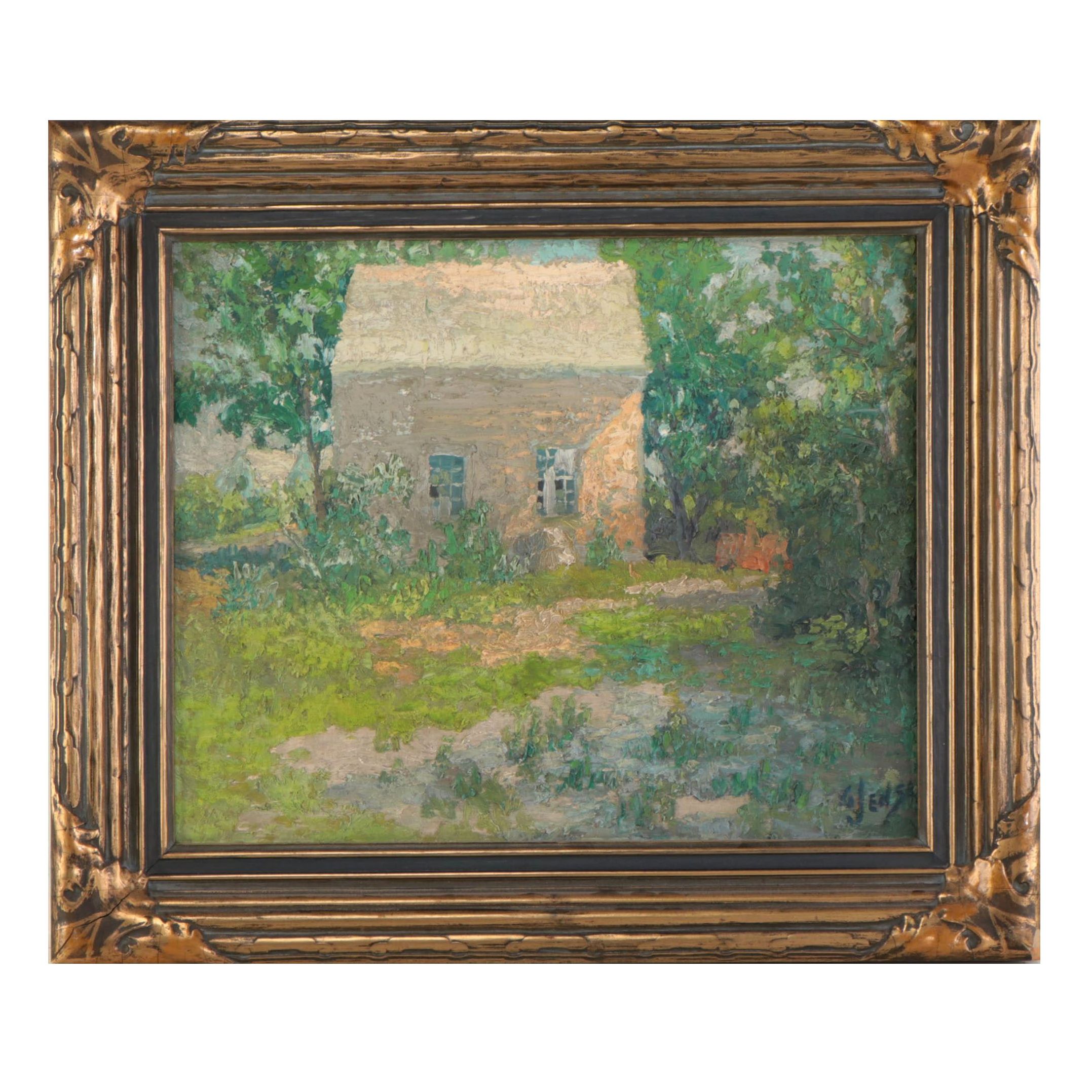 George Jensen Landscape Oil Painting of Dwelling | EBTH