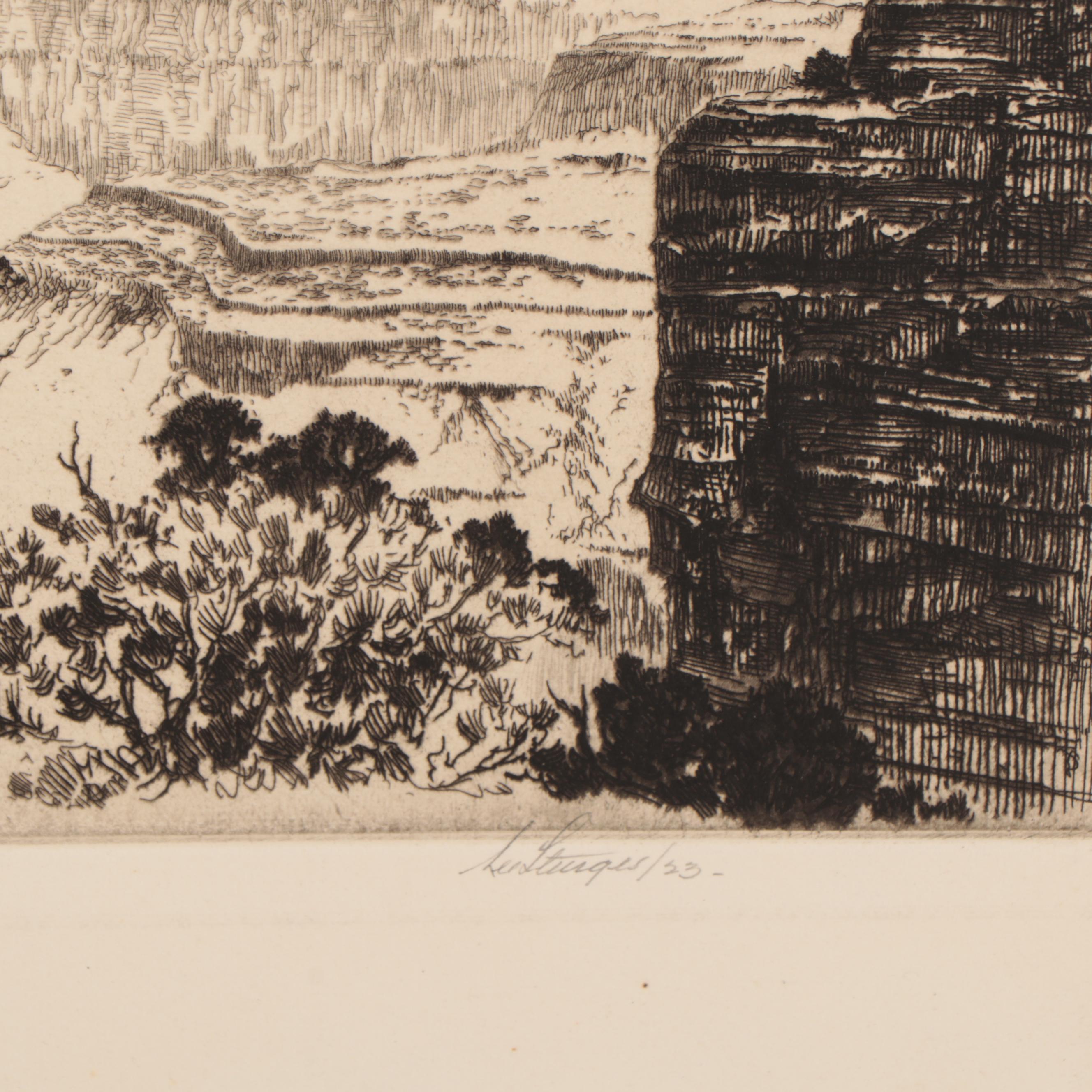 Lee Sturges Landscape Etching "Grand Canyon," Early 20th Century | EBTH