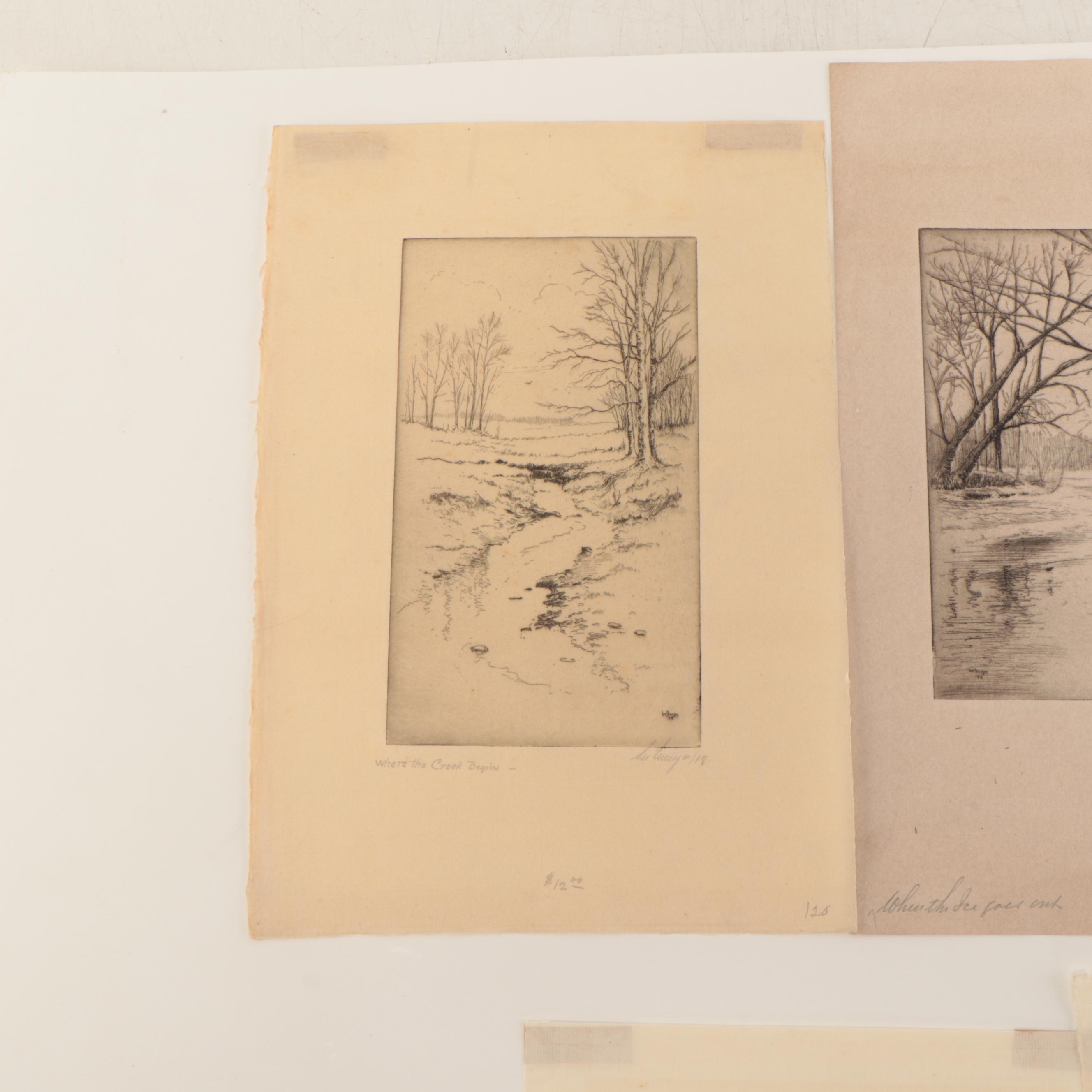 Lee Sturges Etchings Including "Where the Creek Begins," Circa 1920 | EBTH
