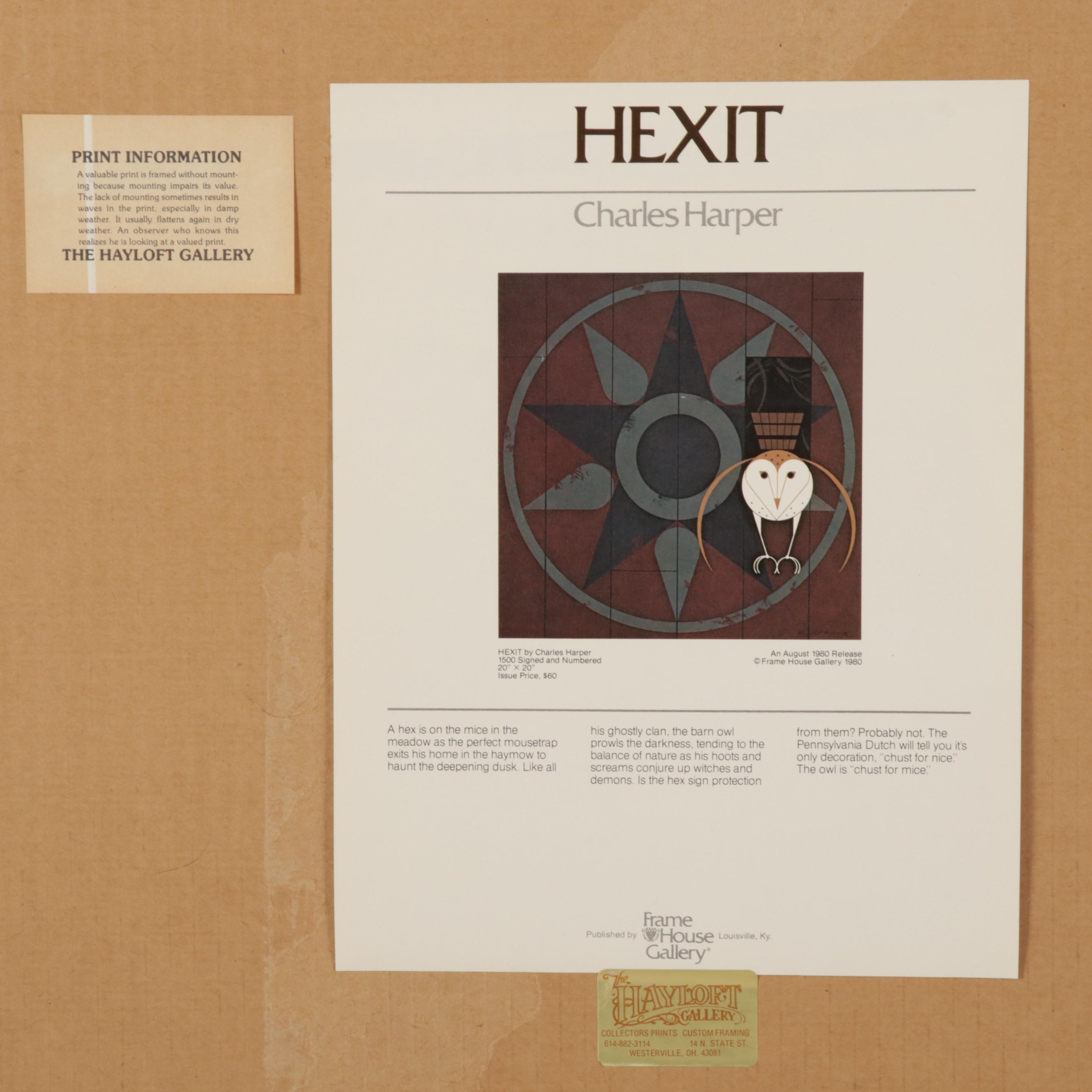Charley Harper Barn Owl Serigraph "Hexit," 1980 | EBTH