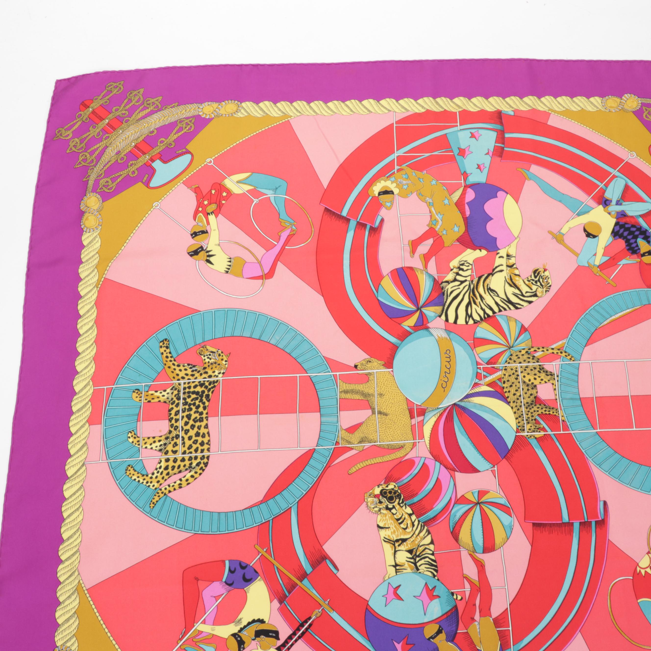 Hermès "Circus" Silk Twill Scarf Designed by Annie Faivre | EBTH