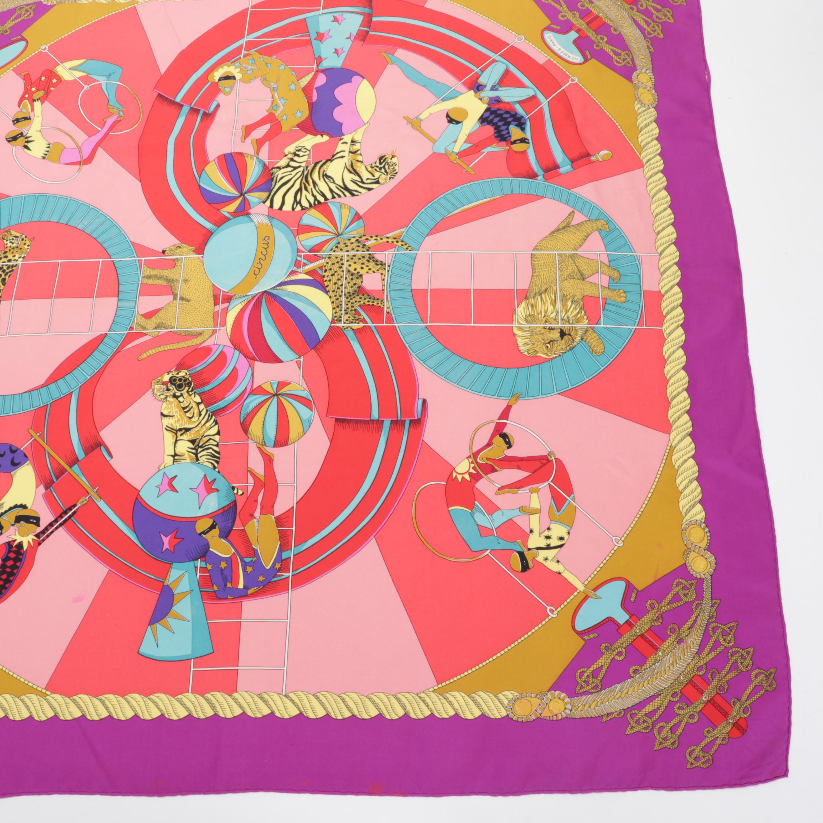 Hermès "Circus" Silk Twill Scarf Designed by Annie Faivre | EBTH