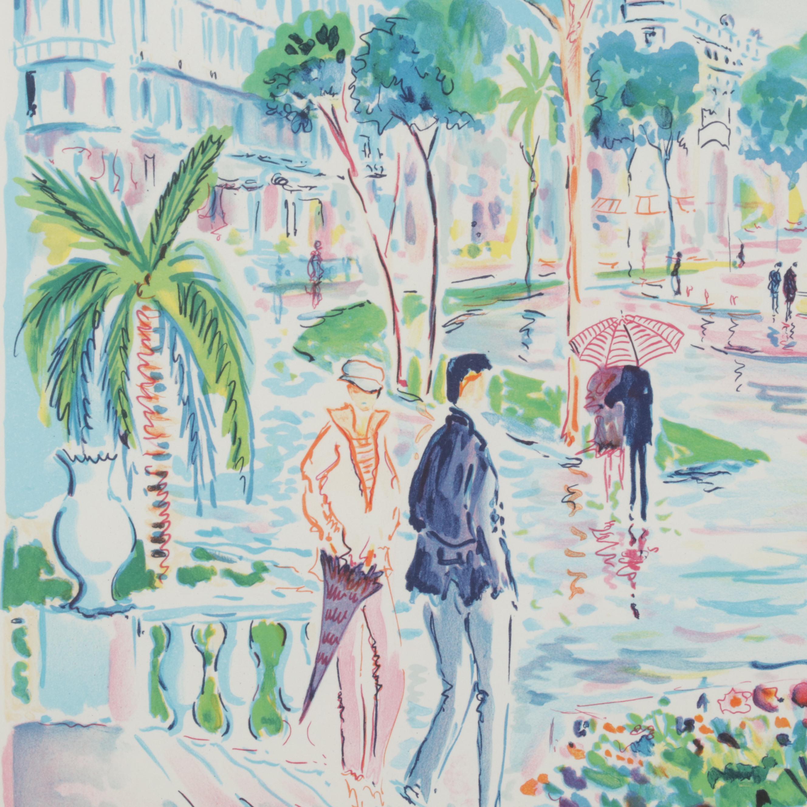 Jean-Claude Picot Color Lithograph "Cannes sous le pluie" | EBTH