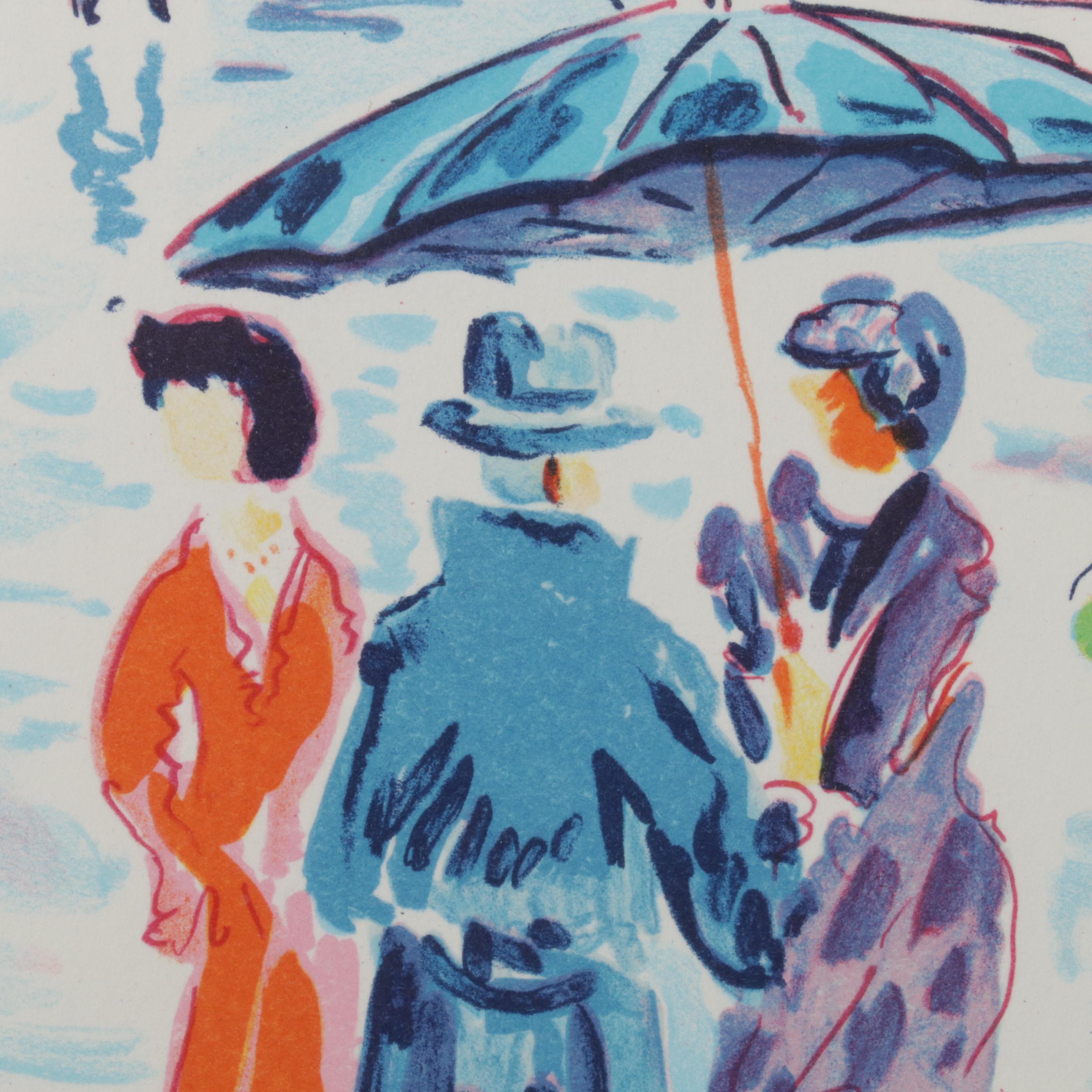 Jean-Claude Picot Color Lithograph "Cannes sous le pluie" | EBTH