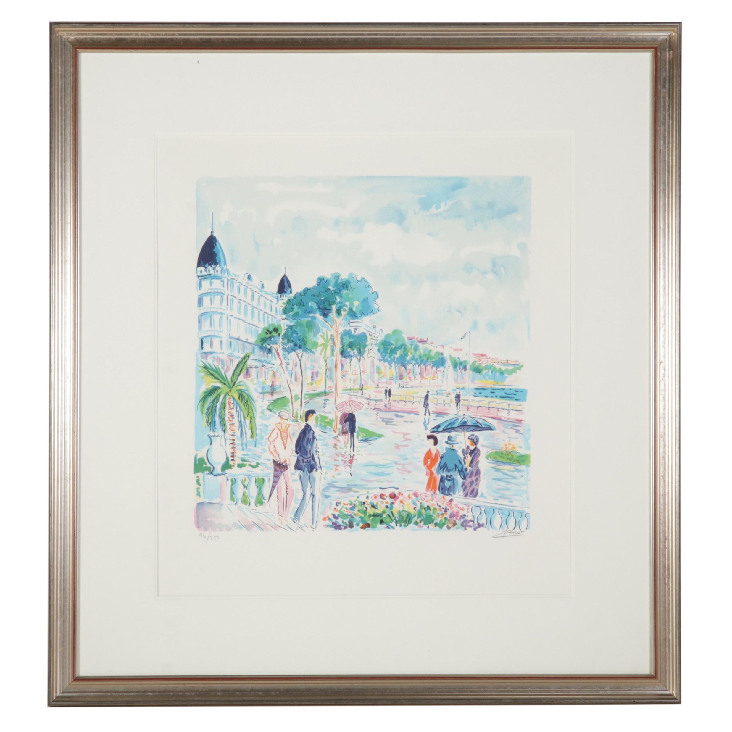 Jean-Claude Picot Color Lithograph "Cannes sous le pluie" | EBTH