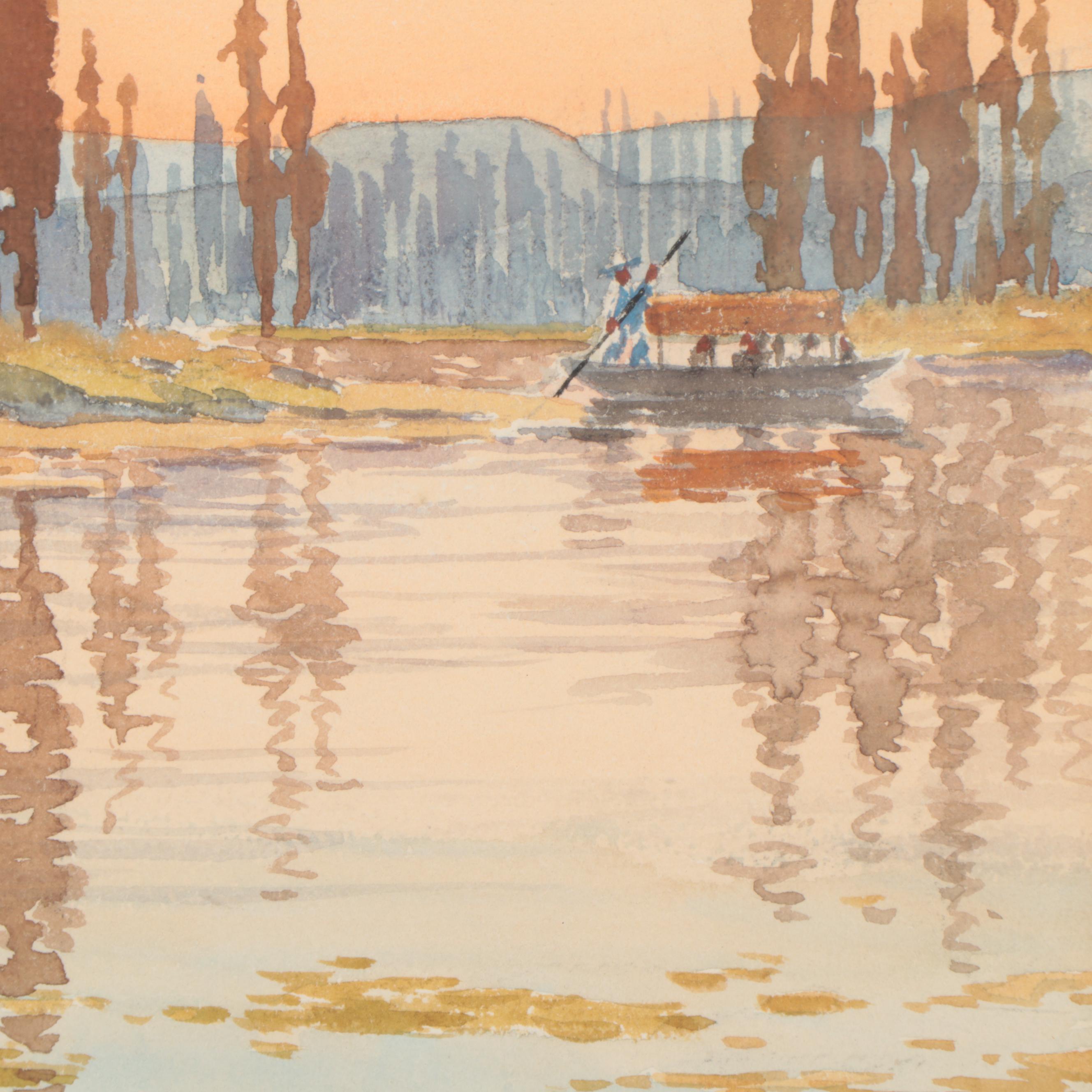 Charles Oglesby Longabaugh Mexican Riverscape Watercolor Painting, 1937 ...