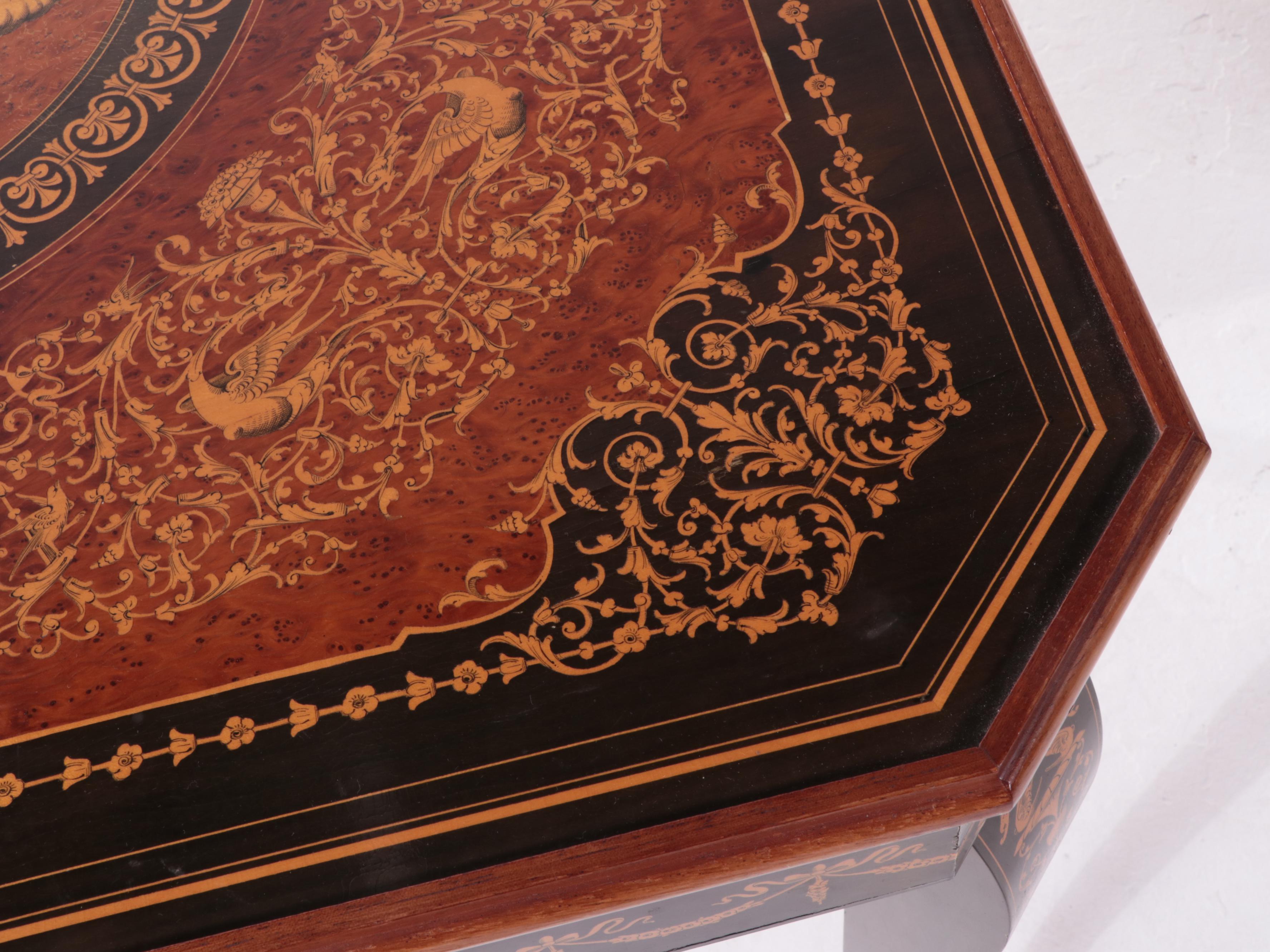 Italian Neo-Grec Style Inlaid Burl Wood Games Table, Late 20th Century ...