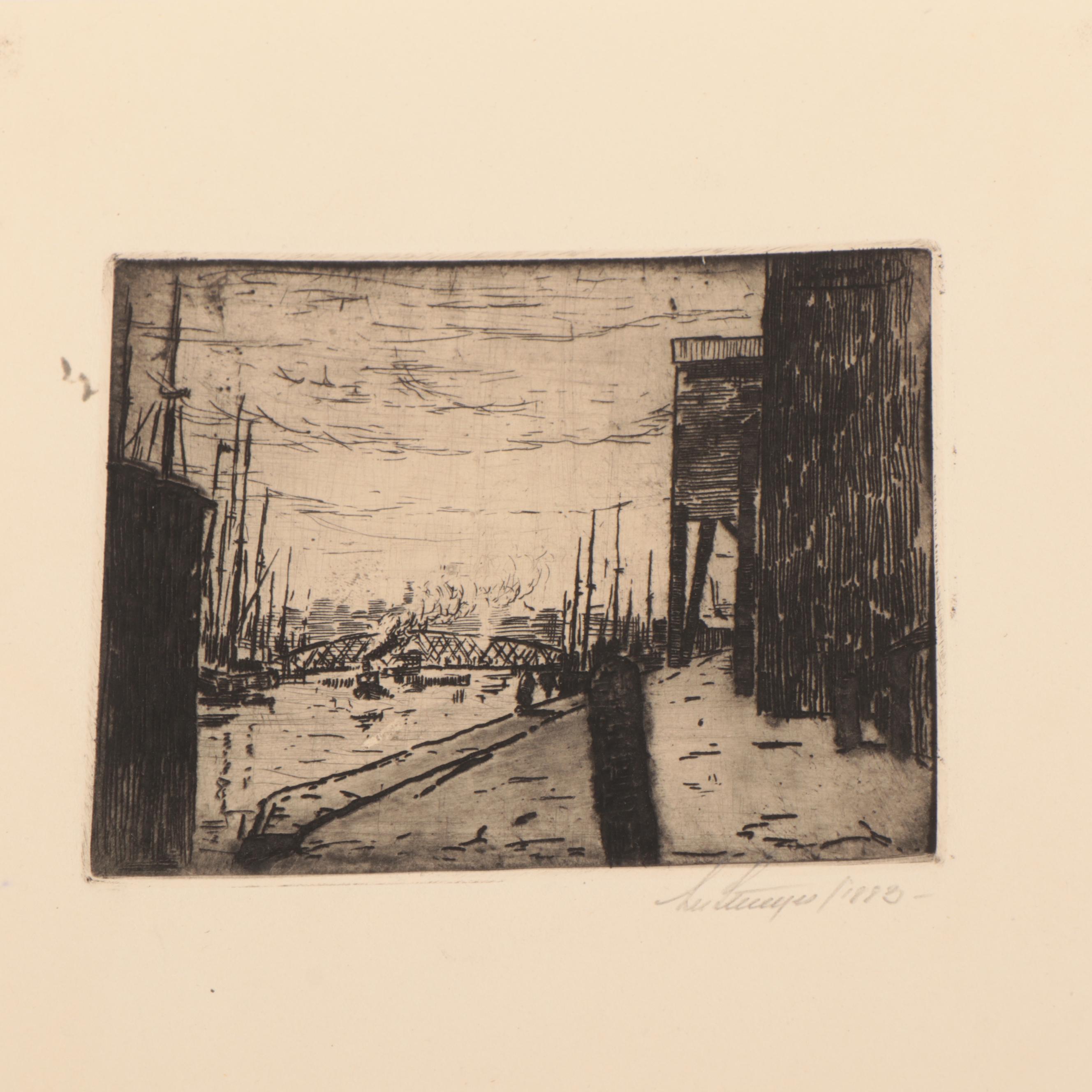 Lee Sturges Industrial Genre Scene Etchings, Circa 1900 | EBTH