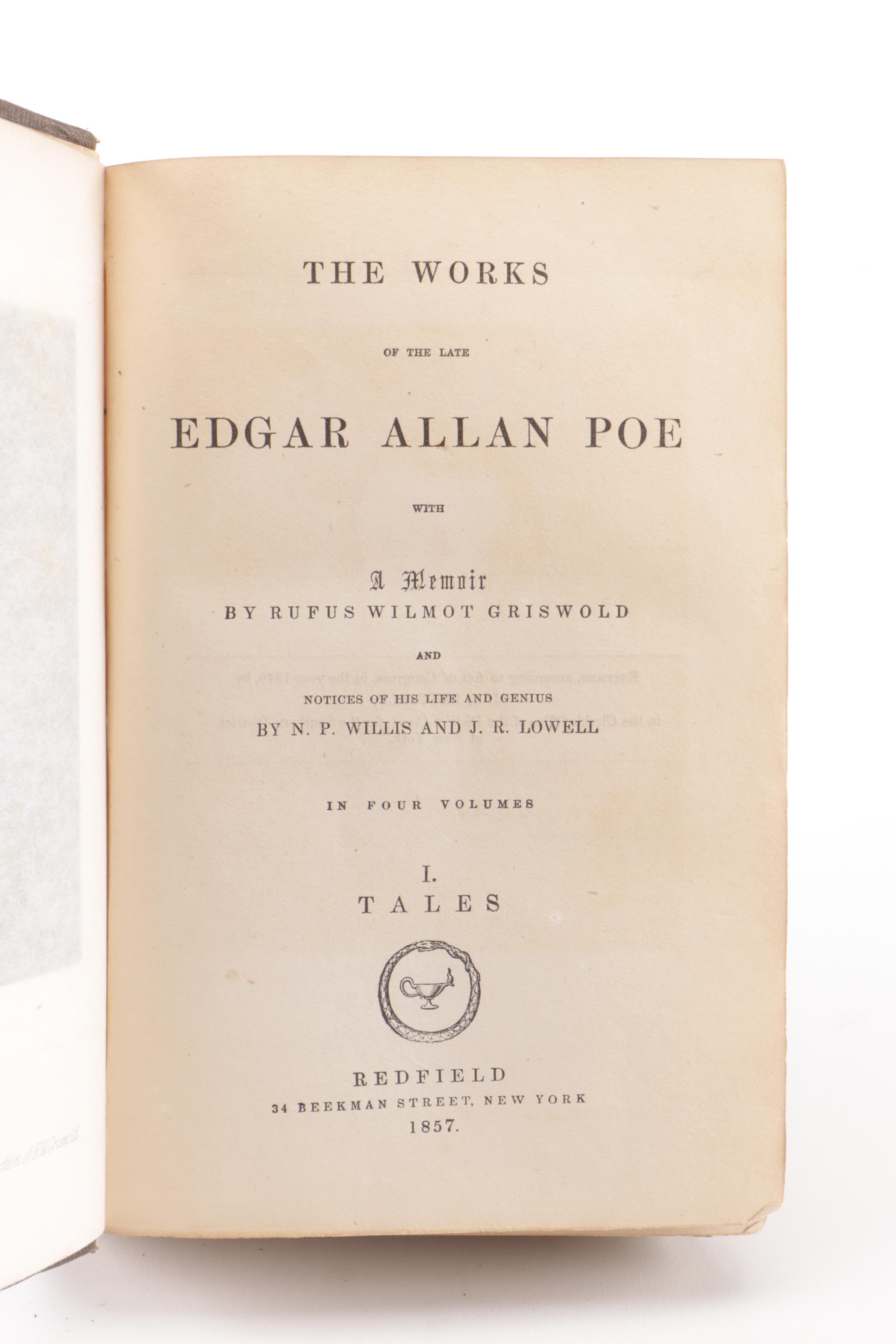"The Complete Works of the Late Edgar Allan Poe" Complete Set by Rufus ...
