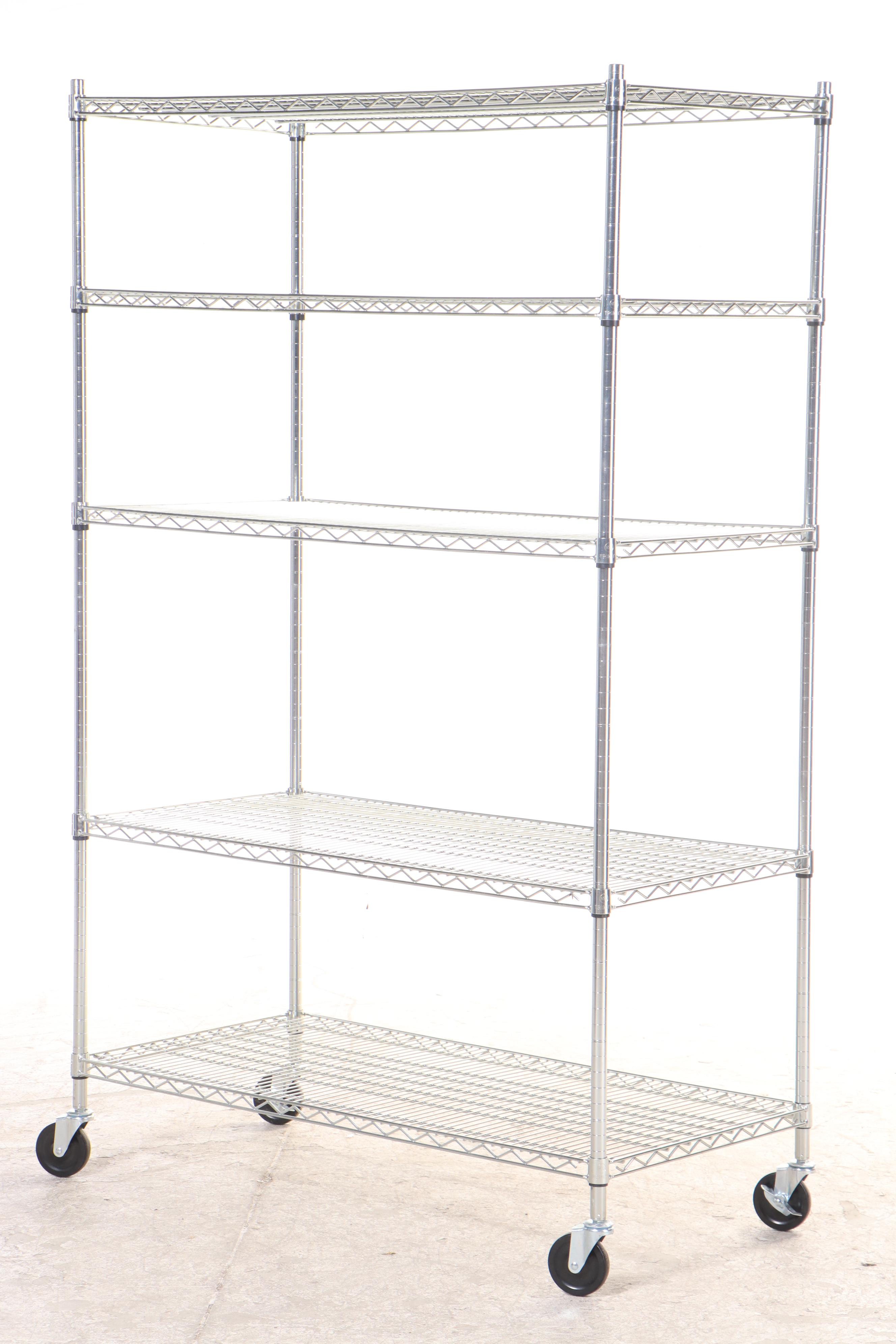 Four Assorted Industrial Rolling Metal Utility Shelving Units | EBTH