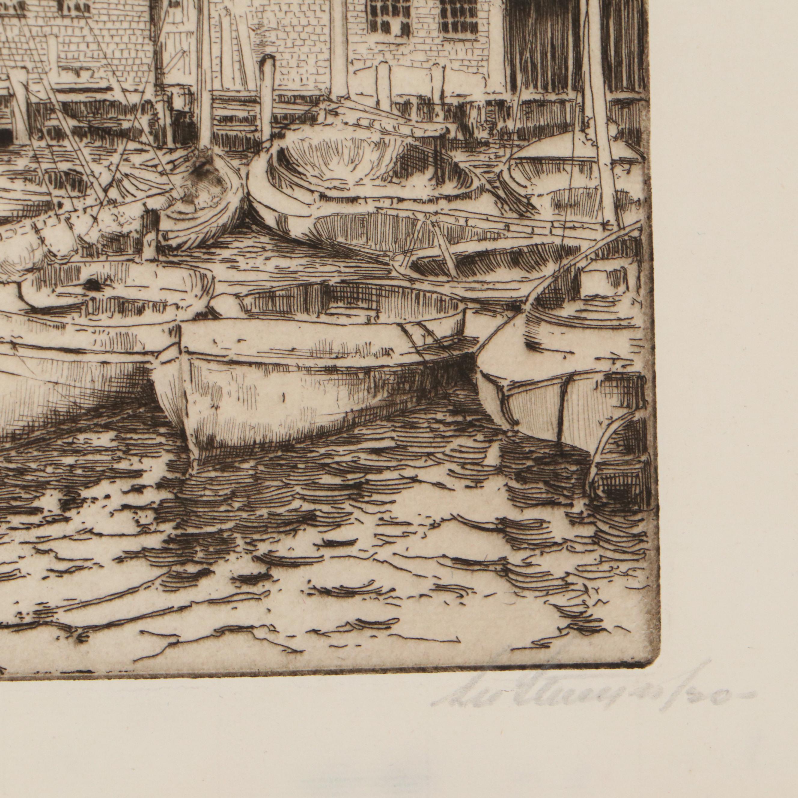 Lee Sturges Etchings Including "Fishing Boats," Early 20th Century | EBTH