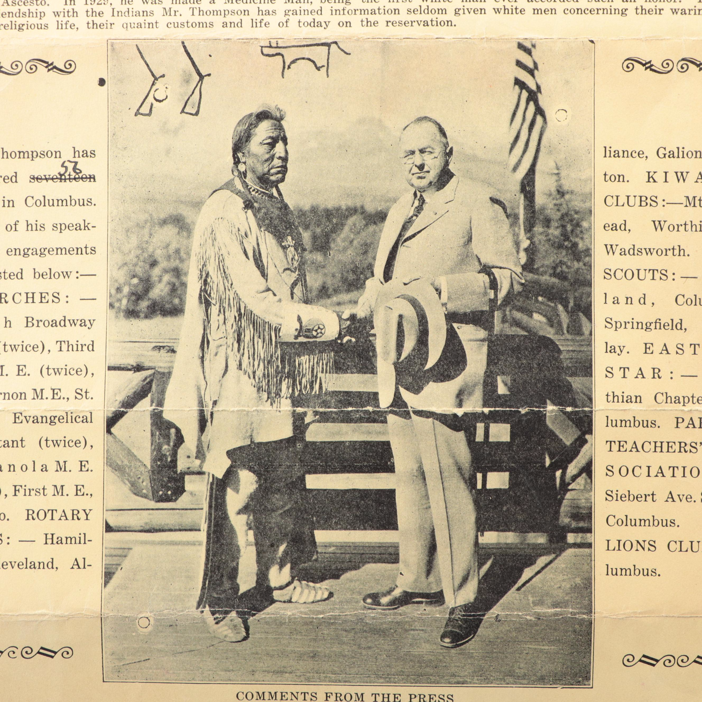 Archive of Material from F.E. Thompson and John Two Guns White Calf ...