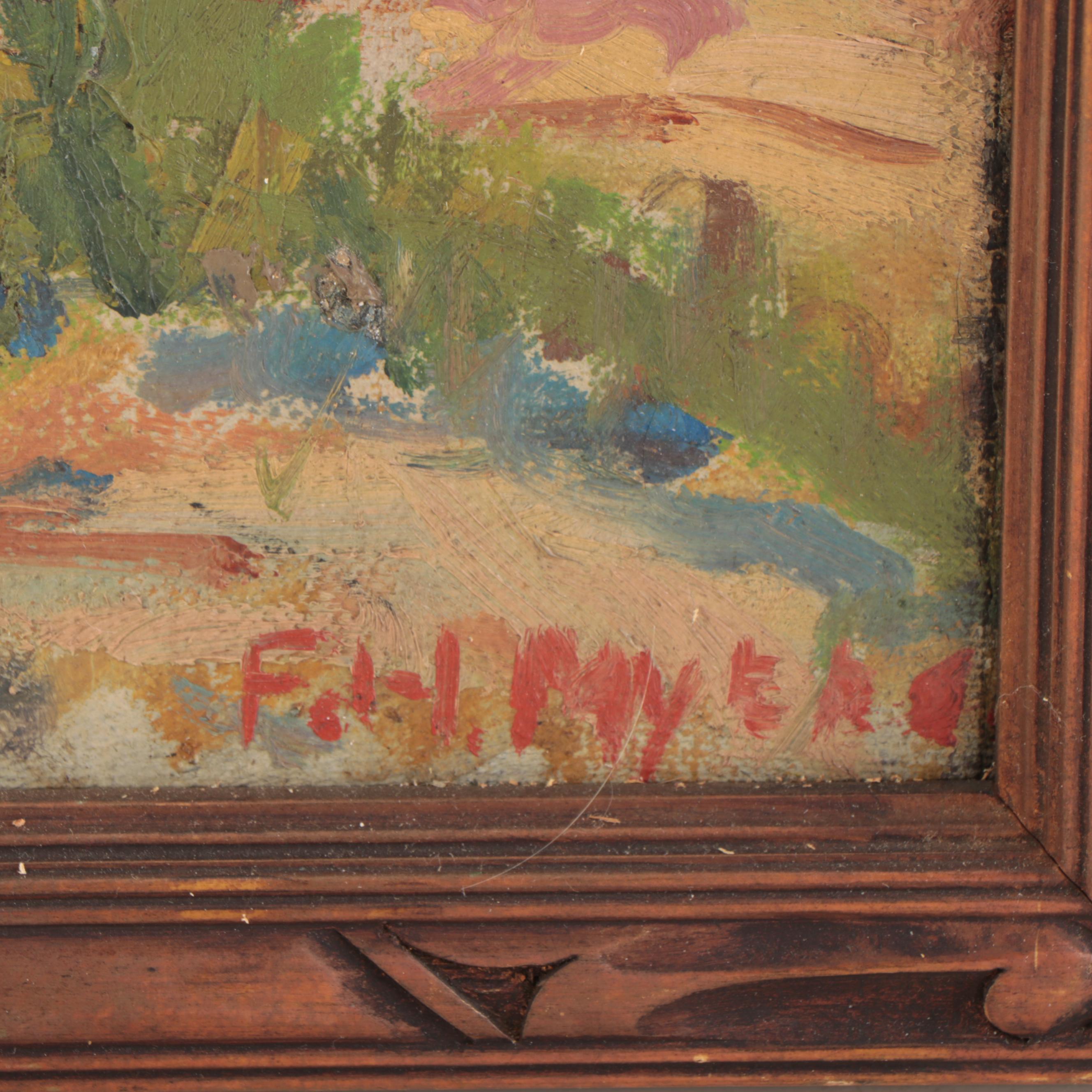 Frank Harmon Myers Oil Painting of Rural Landscape, Early-Mid 20th ...