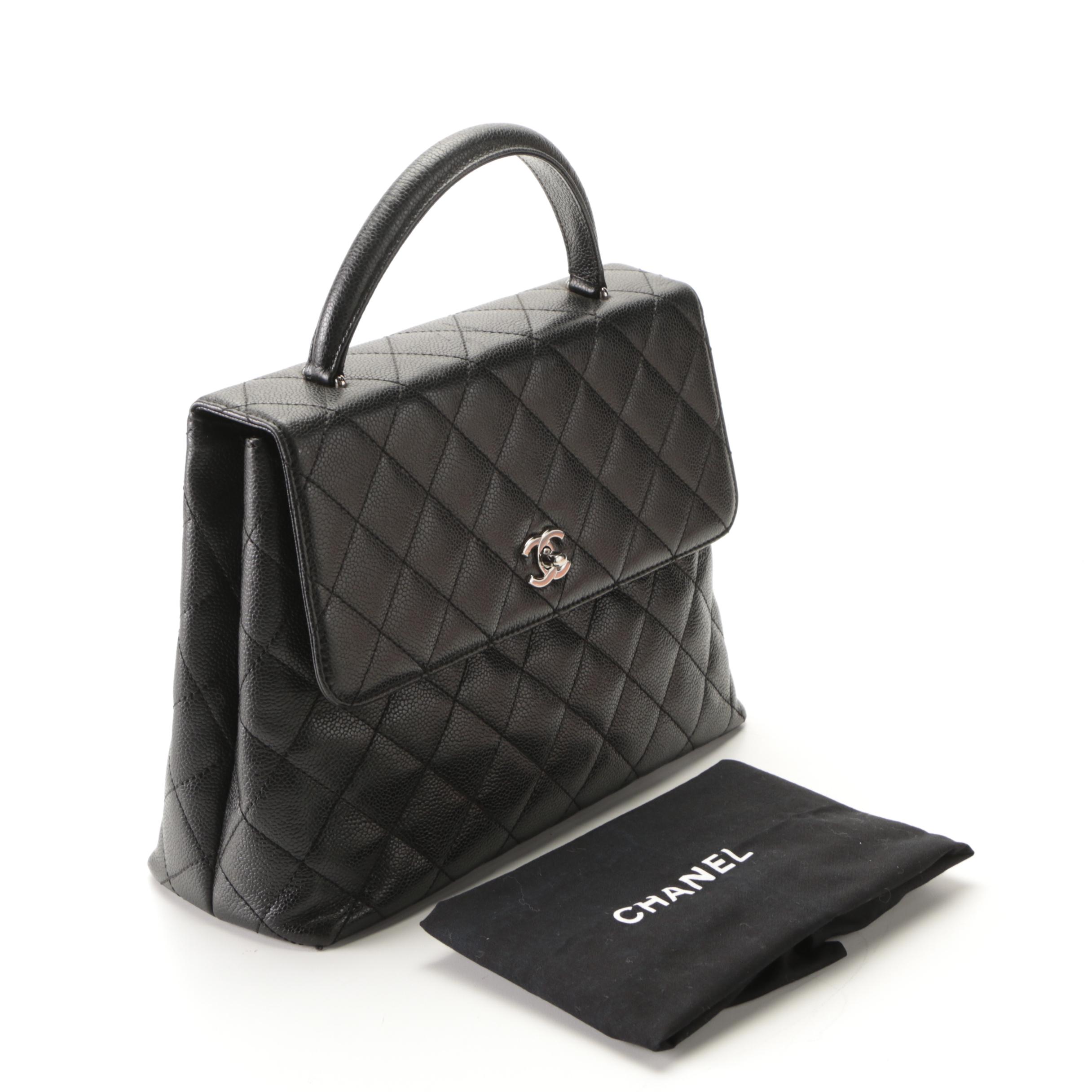 Chanel Top Handle Flap Bag in Quilted Caviar Leather | EBTH