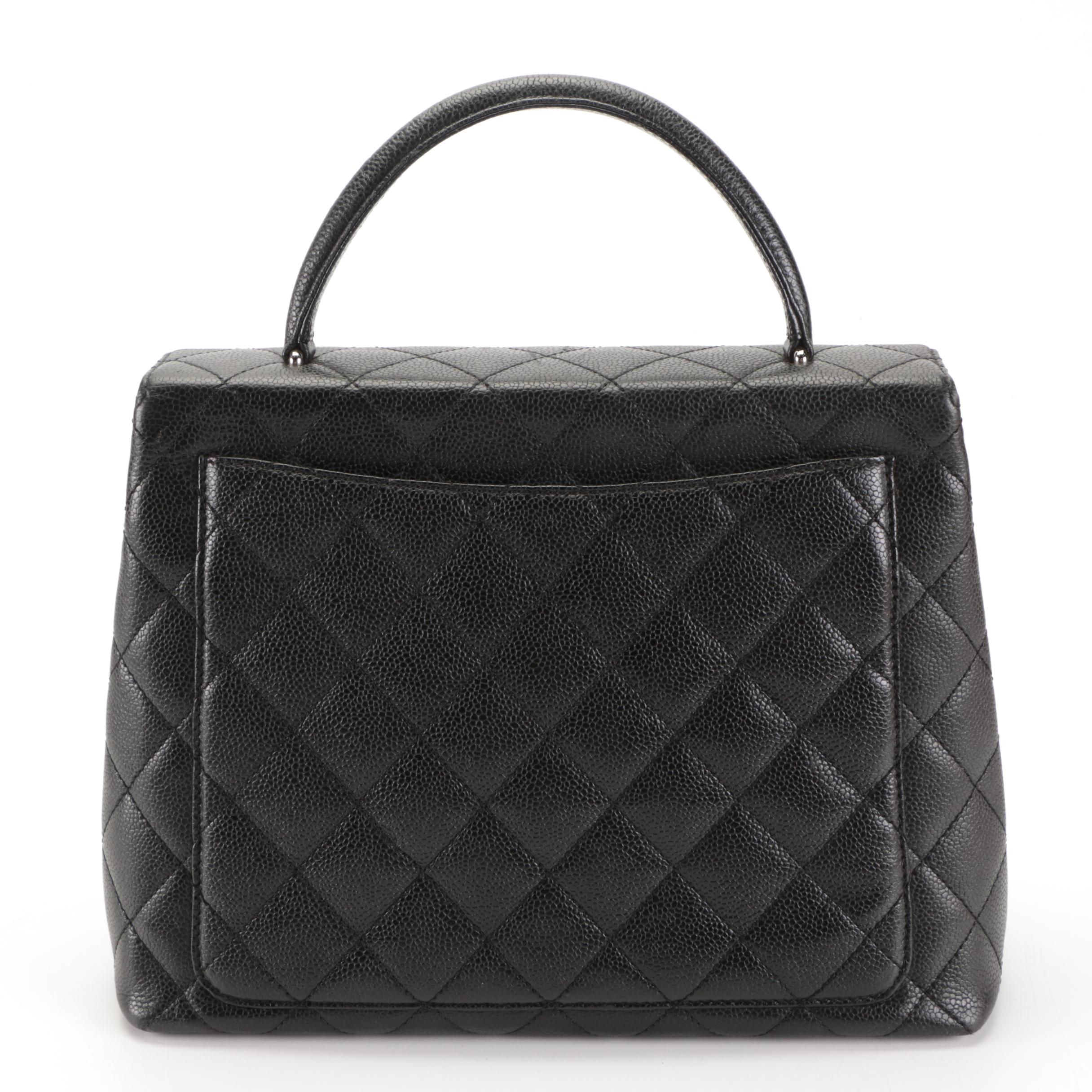 Chanel Top Handle Flap Bag in Quilted Caviar Leather | EBTH