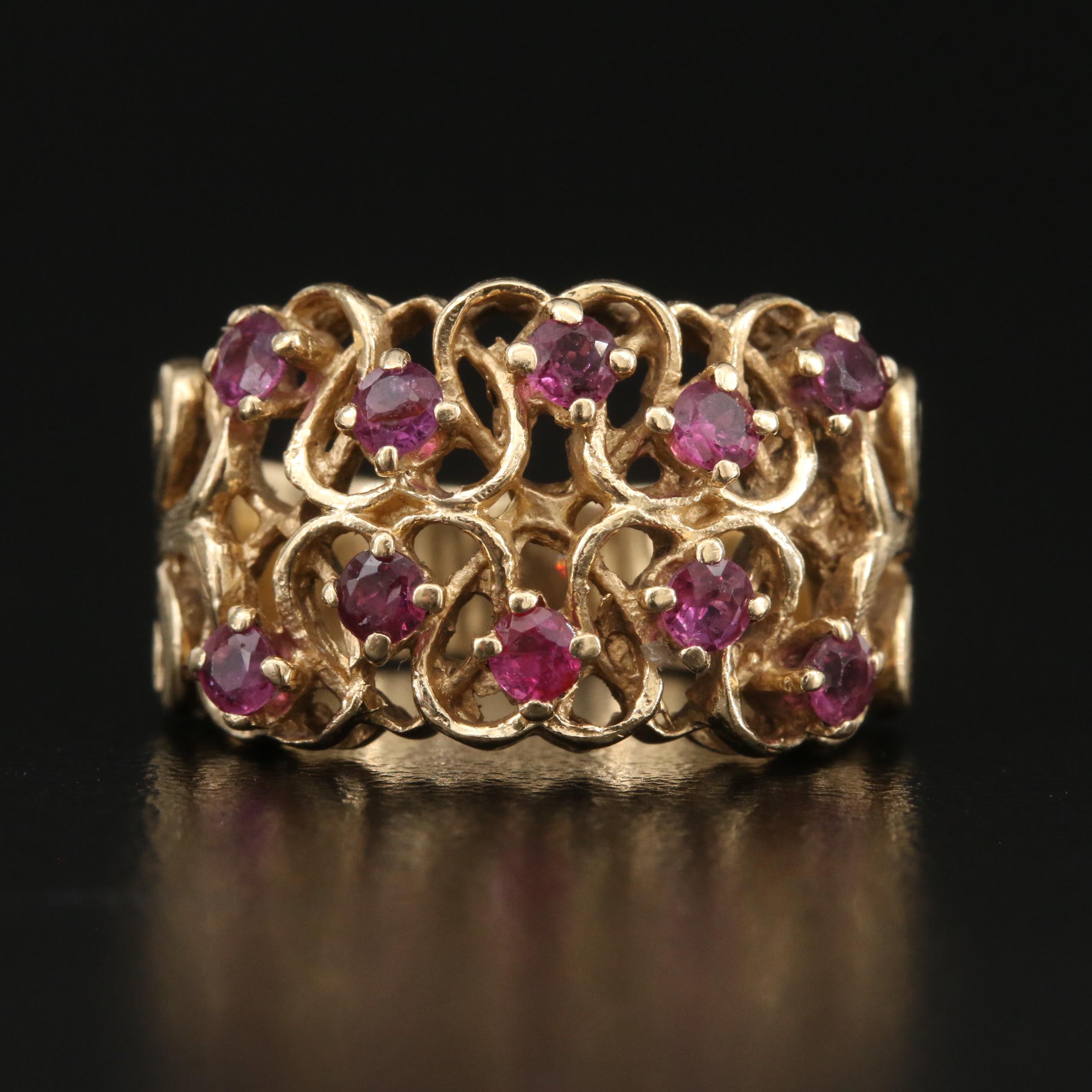 14K Ruby Scrollwork Ring | EBTH