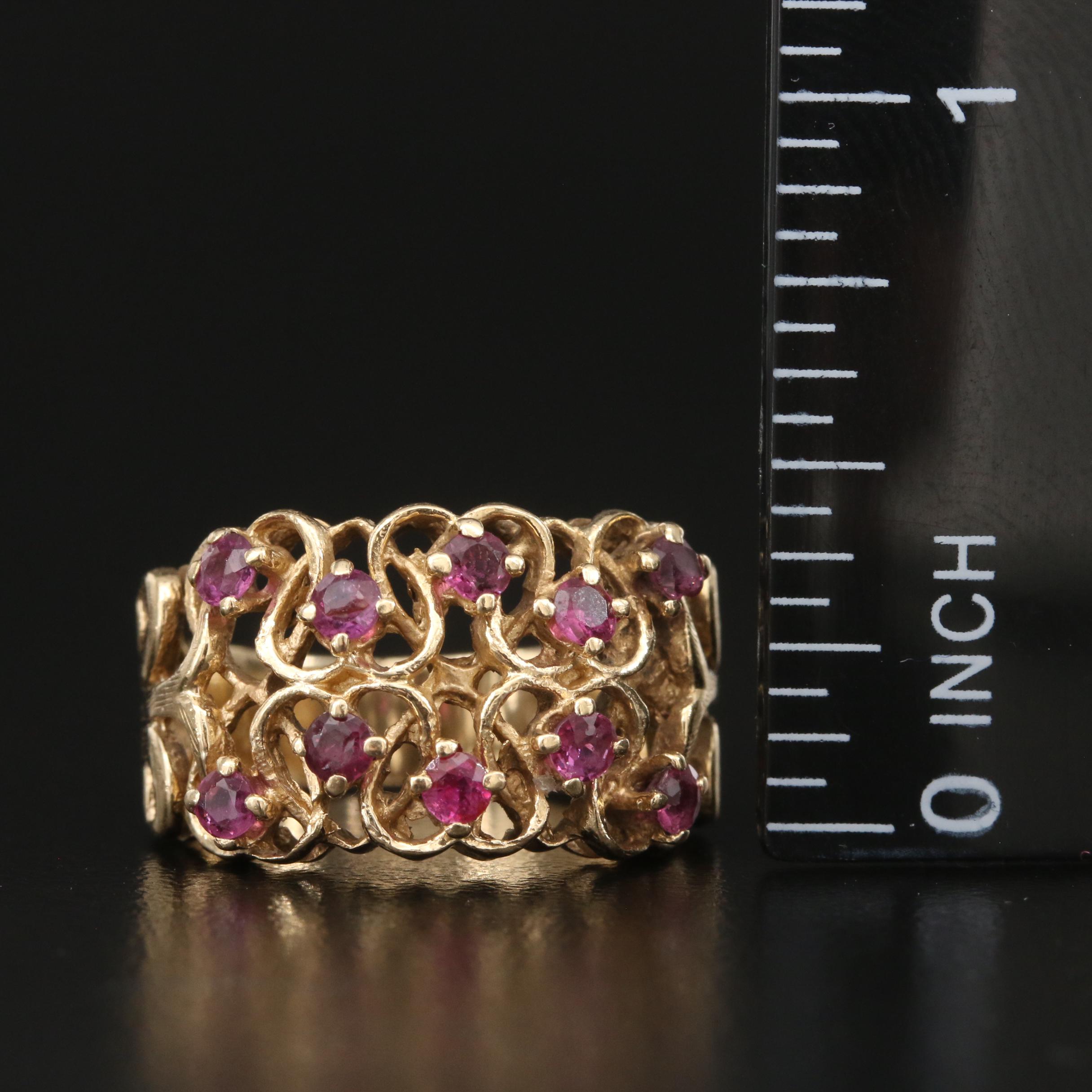 14K Ruby Scrollwork Ring | EBTH