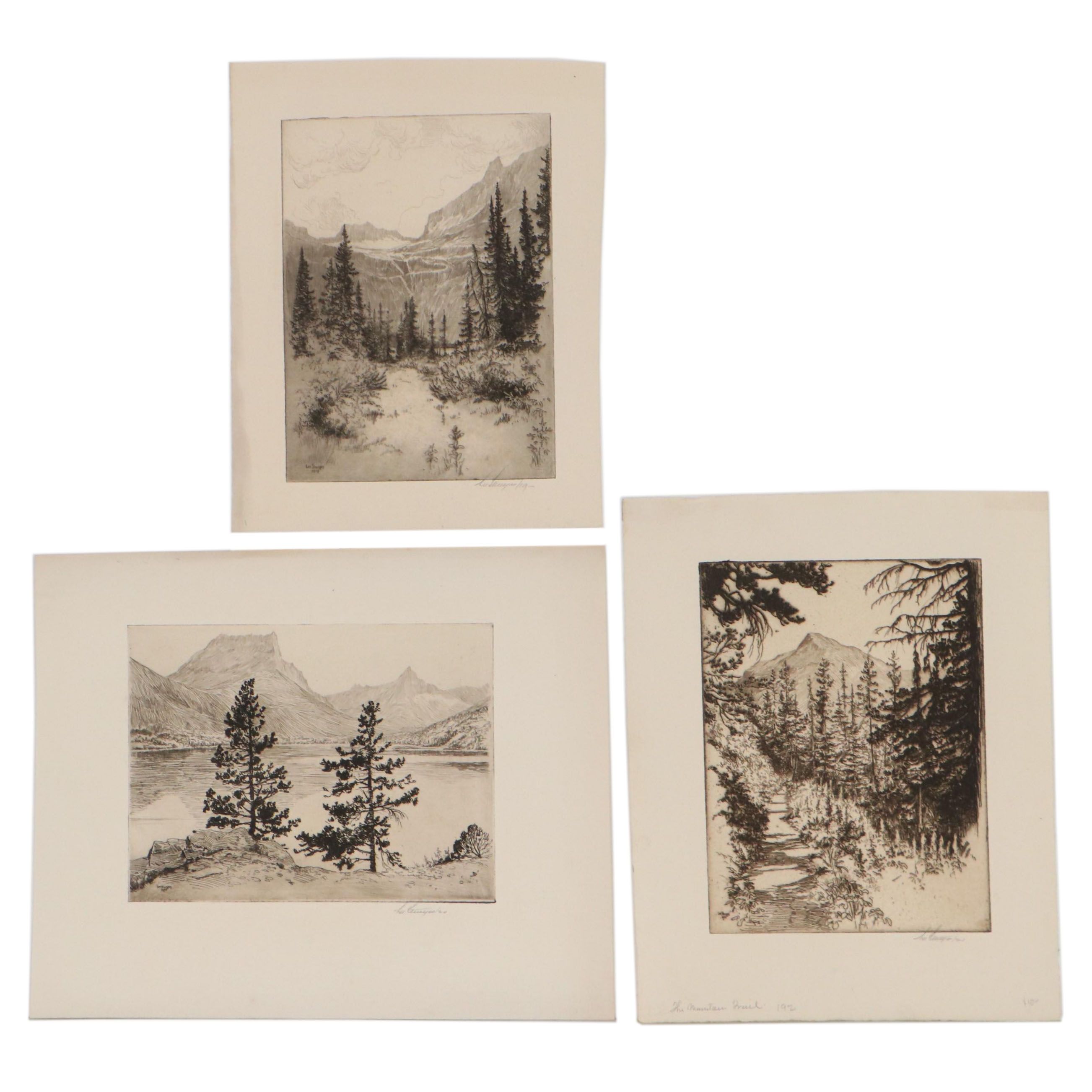 Lee Sturges Landscape Etchings of Mountains, Early 20th Century | EBTH