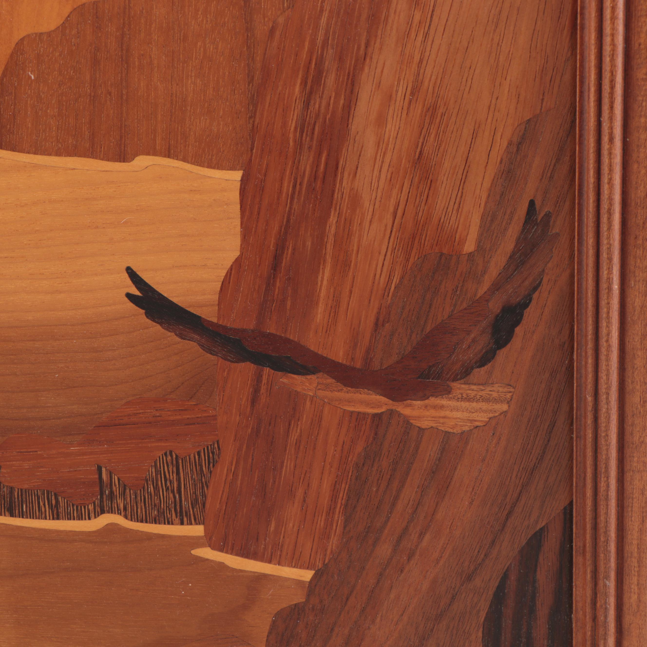 Landscape Inlay Marquetry of Canyon River Scene, Late 20th Century | EBTH