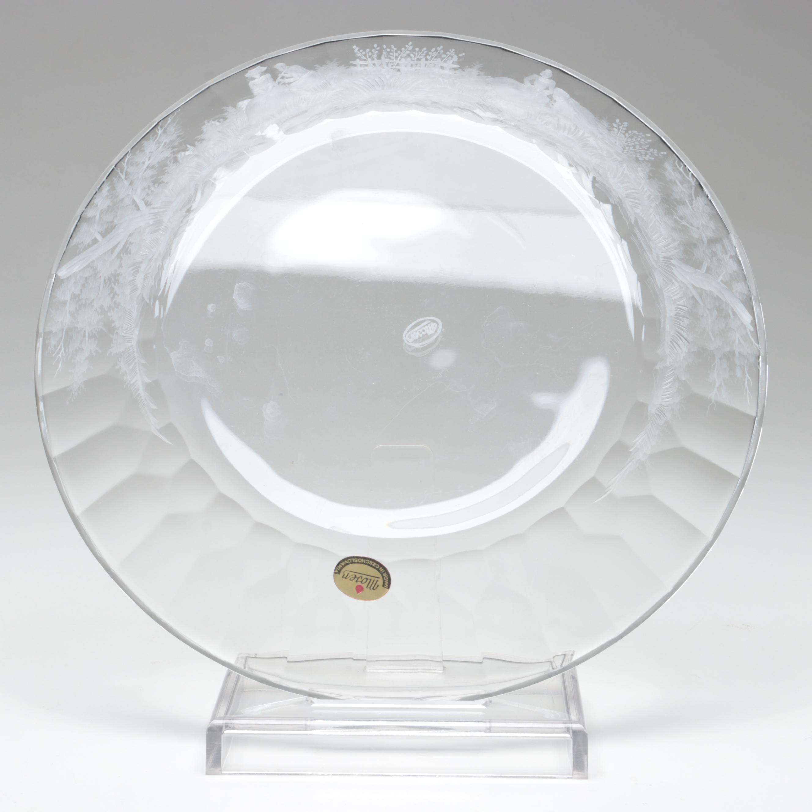 Moser "Maria Theresa" Cut and Engraved Czech Crystal Plates, Late 20th ...
