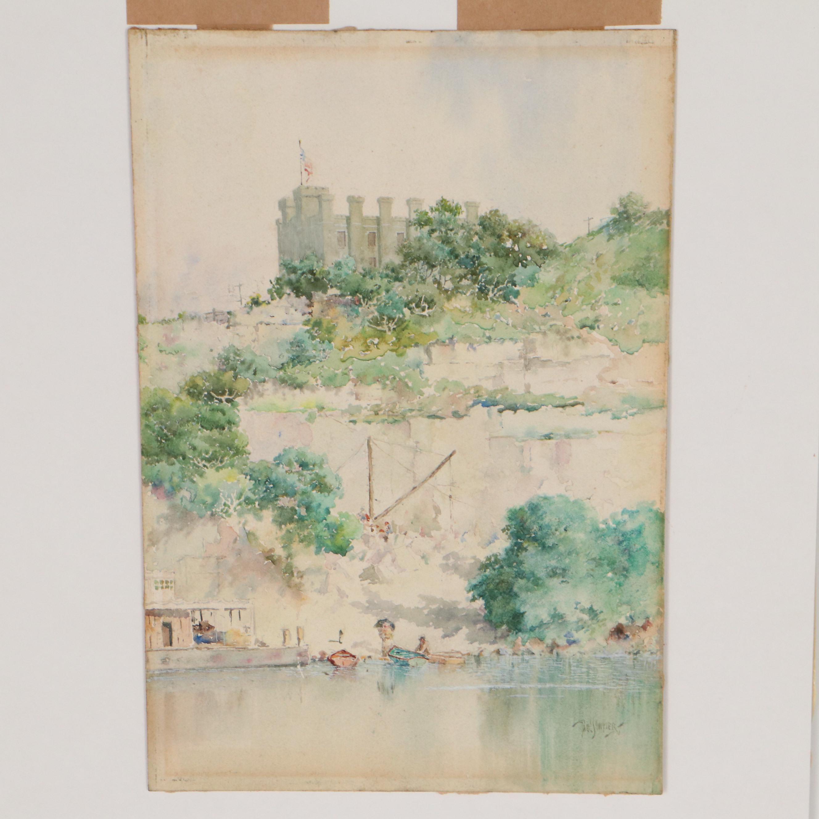 Paul Sawyier Watercolor Painting "Kentucky Old State Arsenal, Frankfort ...