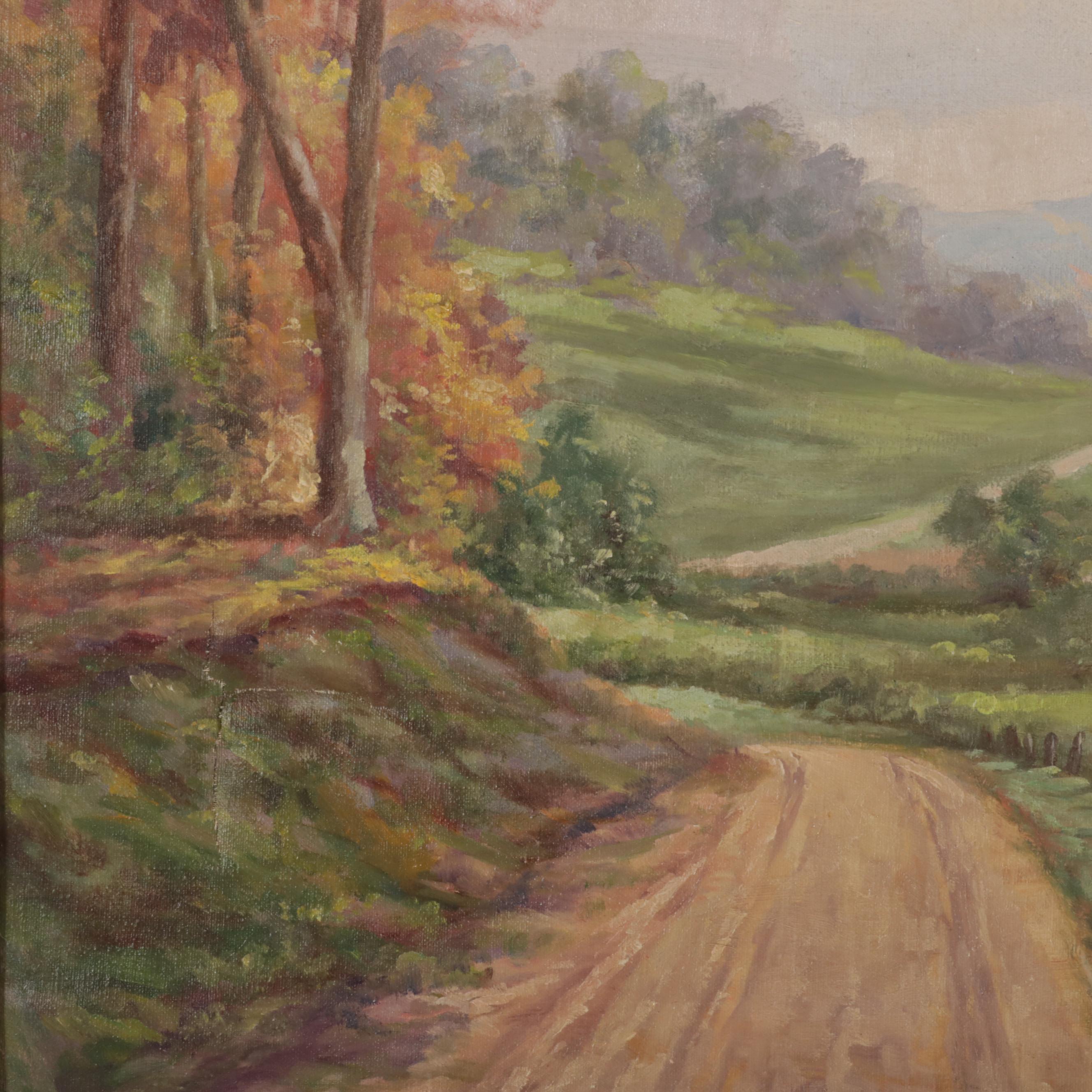 Irene Ebert Fall Landscape Oil Painting, Mid-20th Century | EBTH