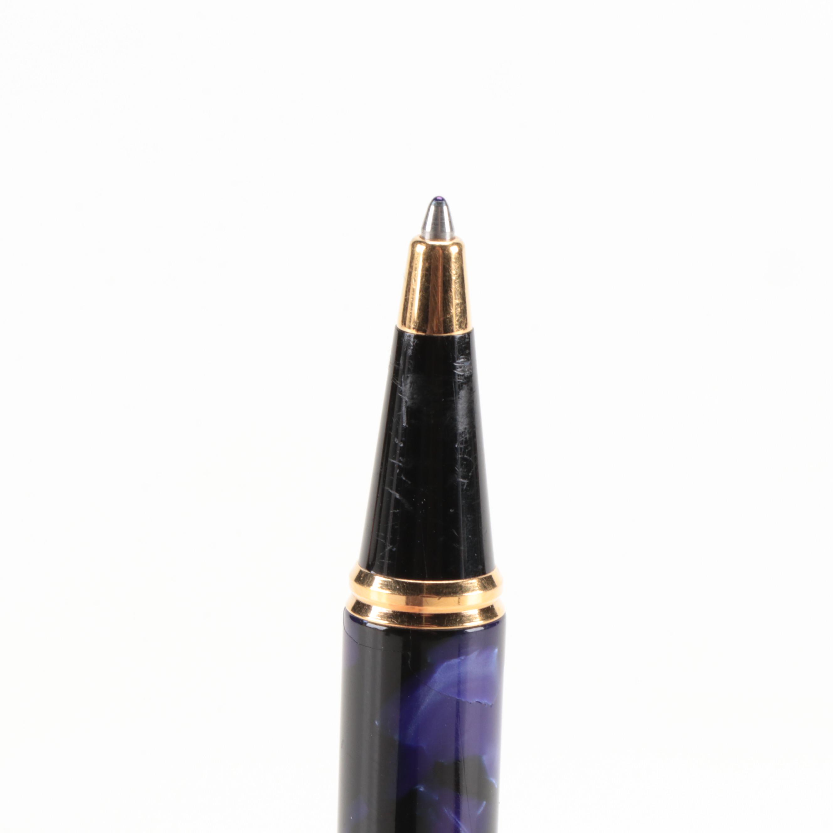 Waterman Phileas Blue Marble Ballpoint Pen and Expert Dune Red Fountain ...