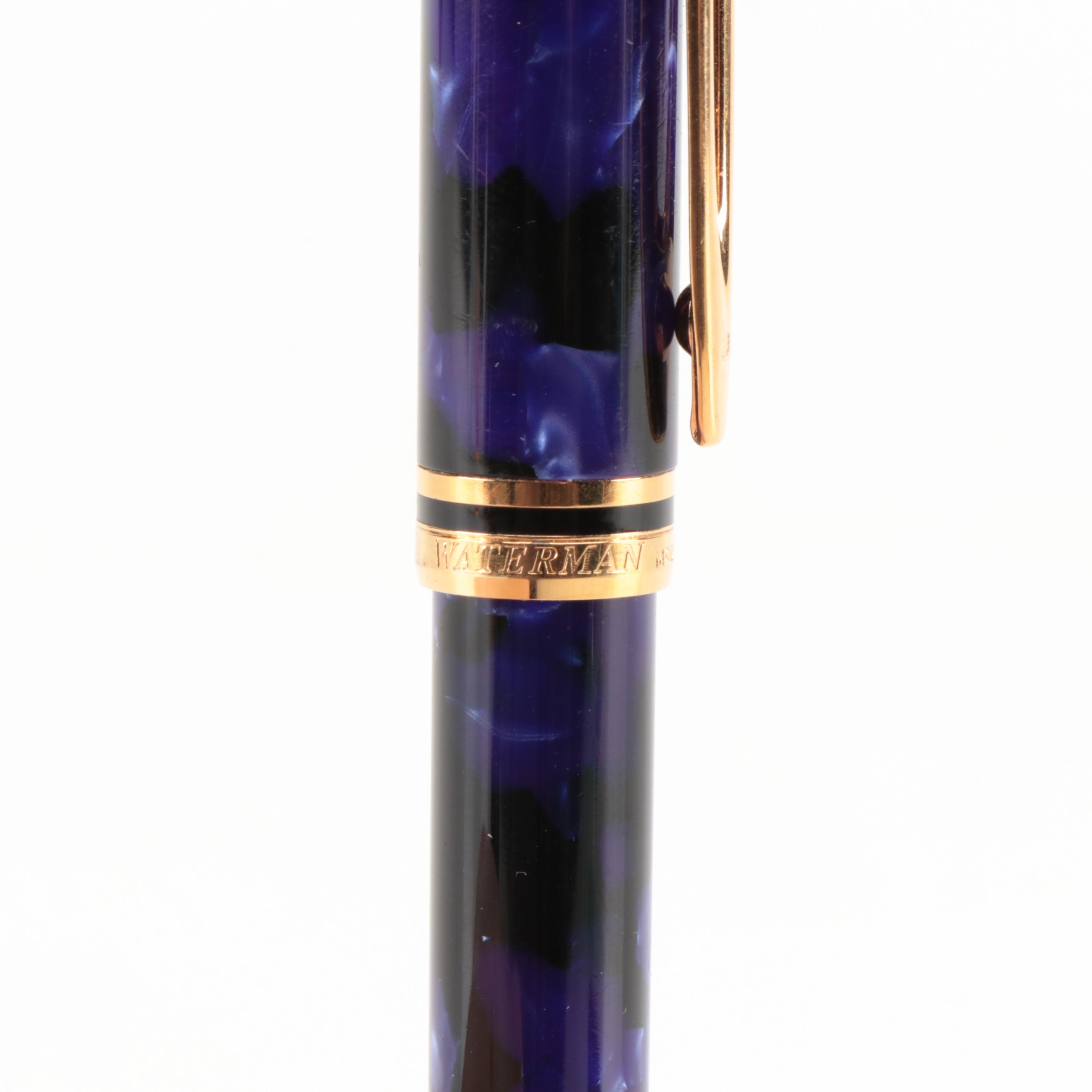 Waterman Phileas Blue Marble Ballpoint Pen and Expert Dune Red Fountain ...