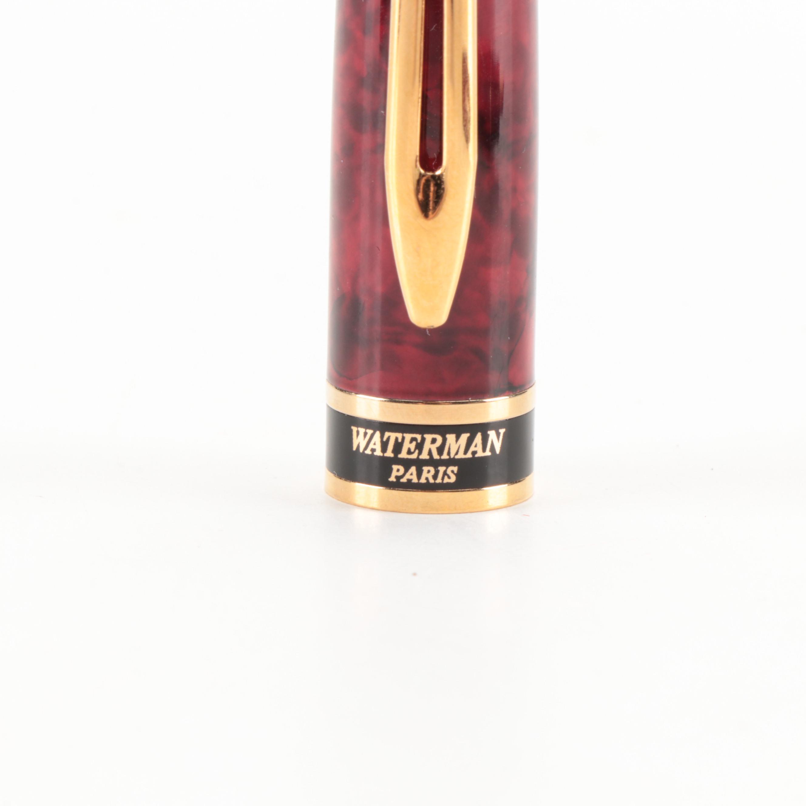 Waterman Phileas Blue Marble Ballpoint Pen and Expert Dune Red Fountain ...