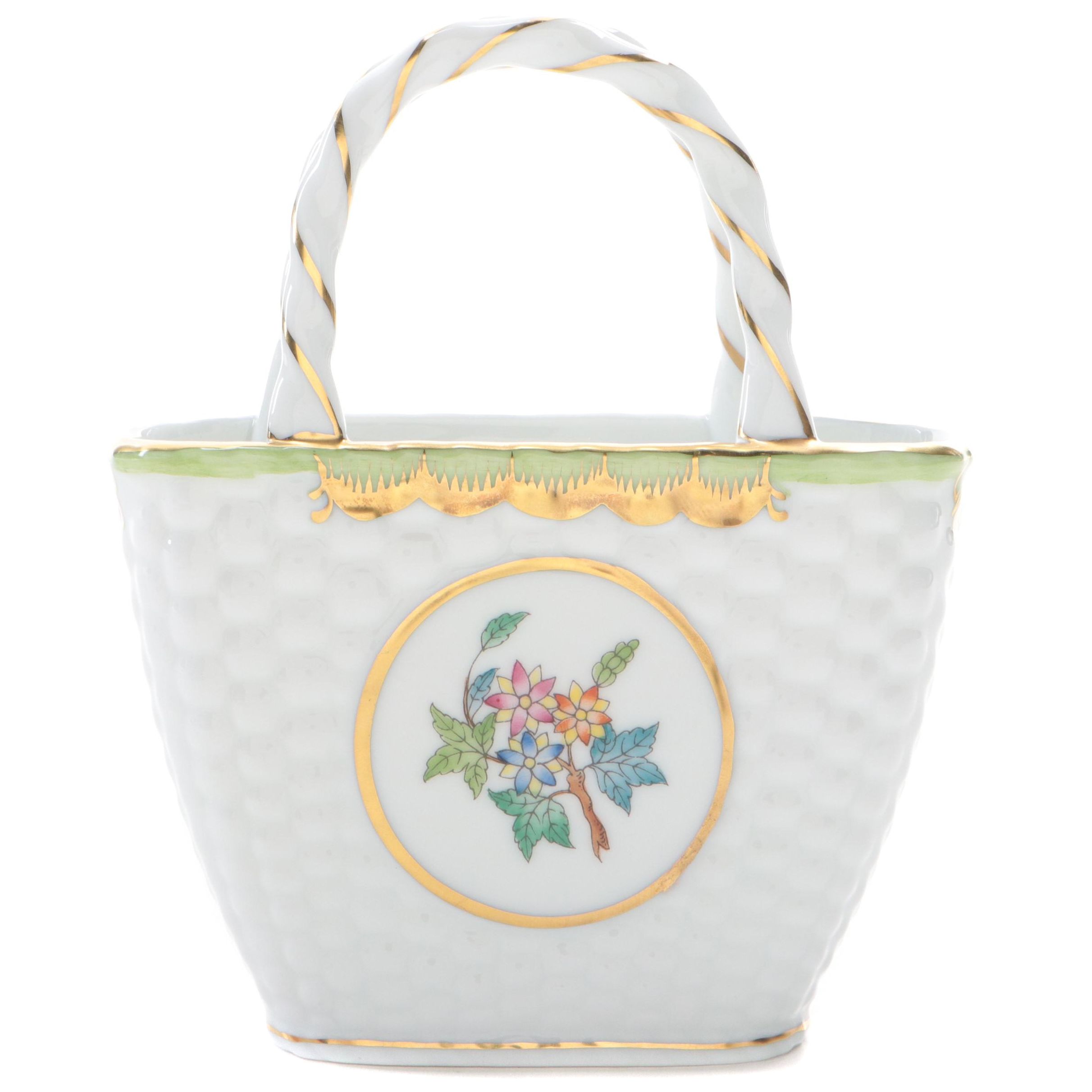 Herend "Queen Victoria" Small Porcelain Basket | EBTH