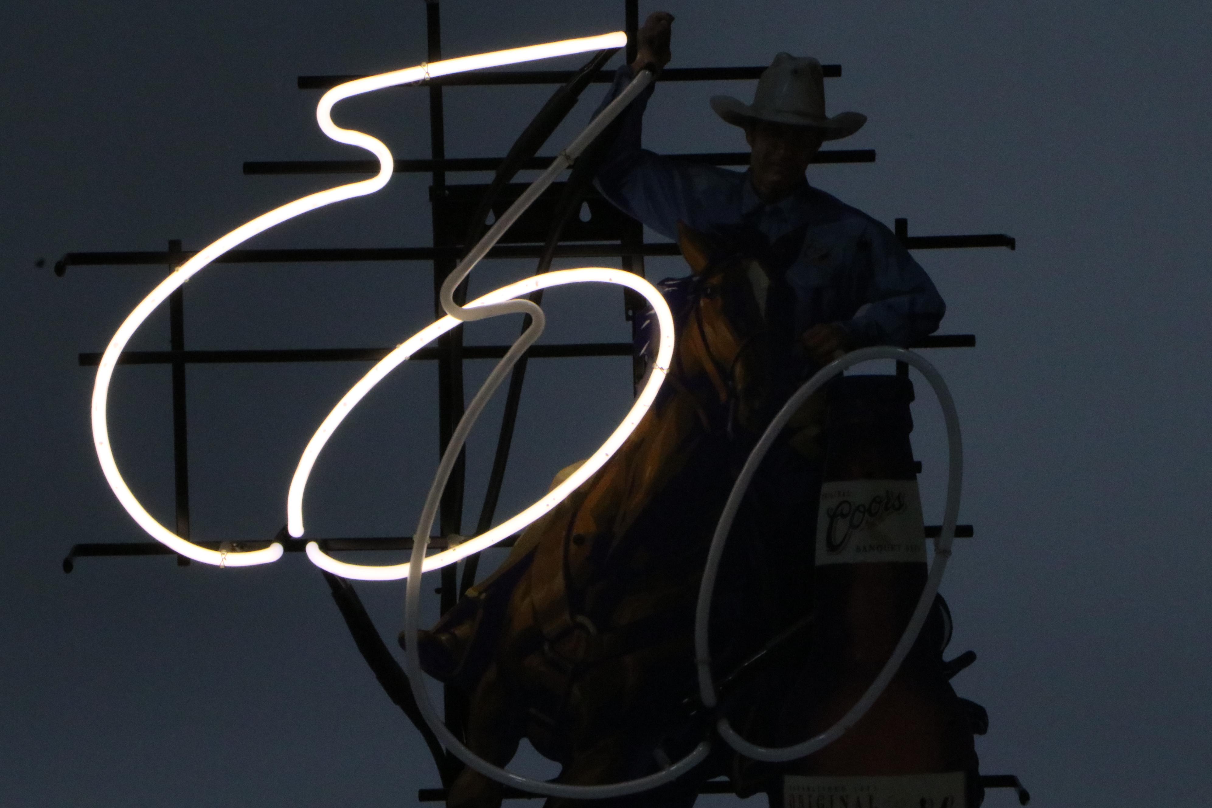 Coors Cowboy with Illuminated Lasso Bar Neon Sign | EBTH