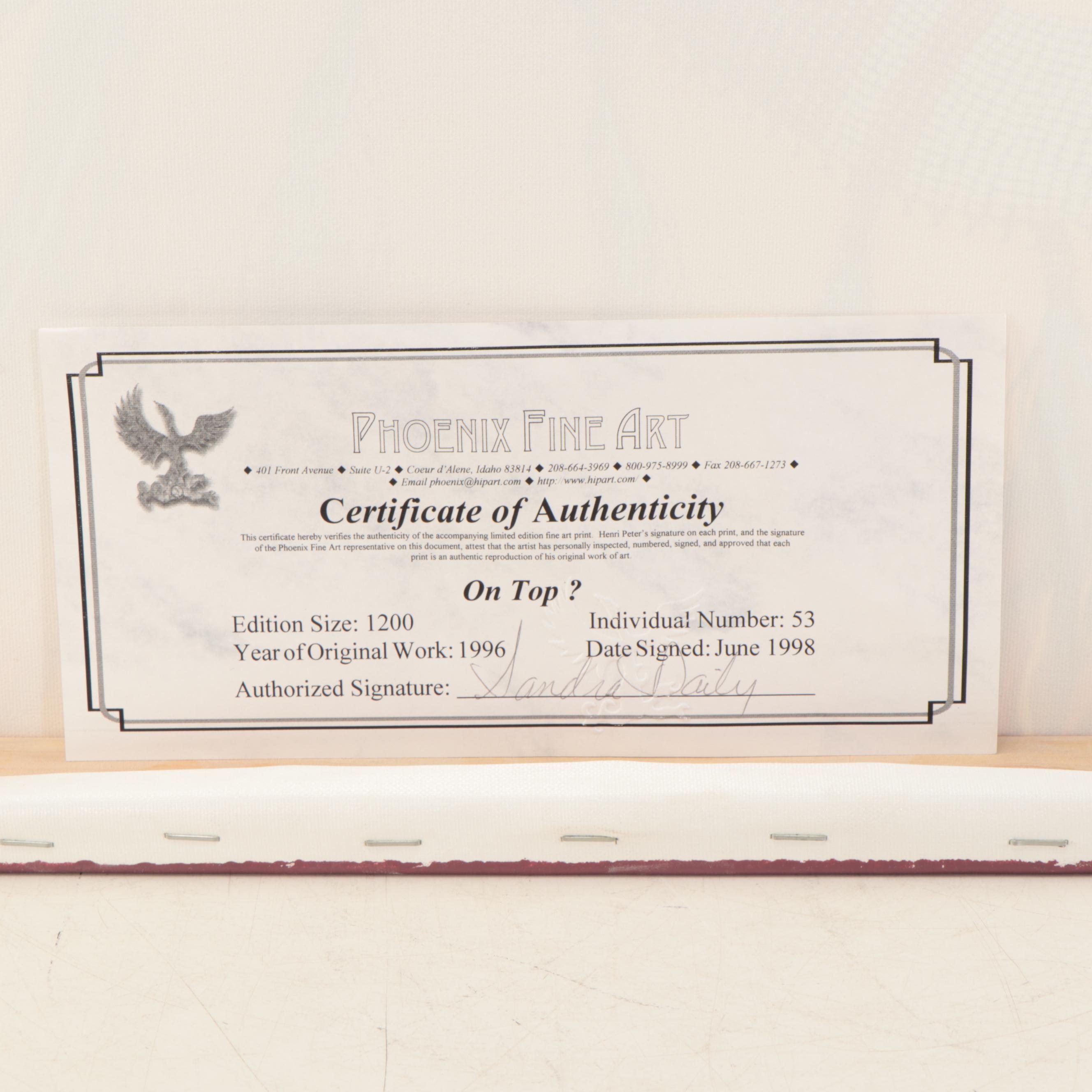 Henri Peter Offset Lithograph "On Top?," 1998 | EBTH