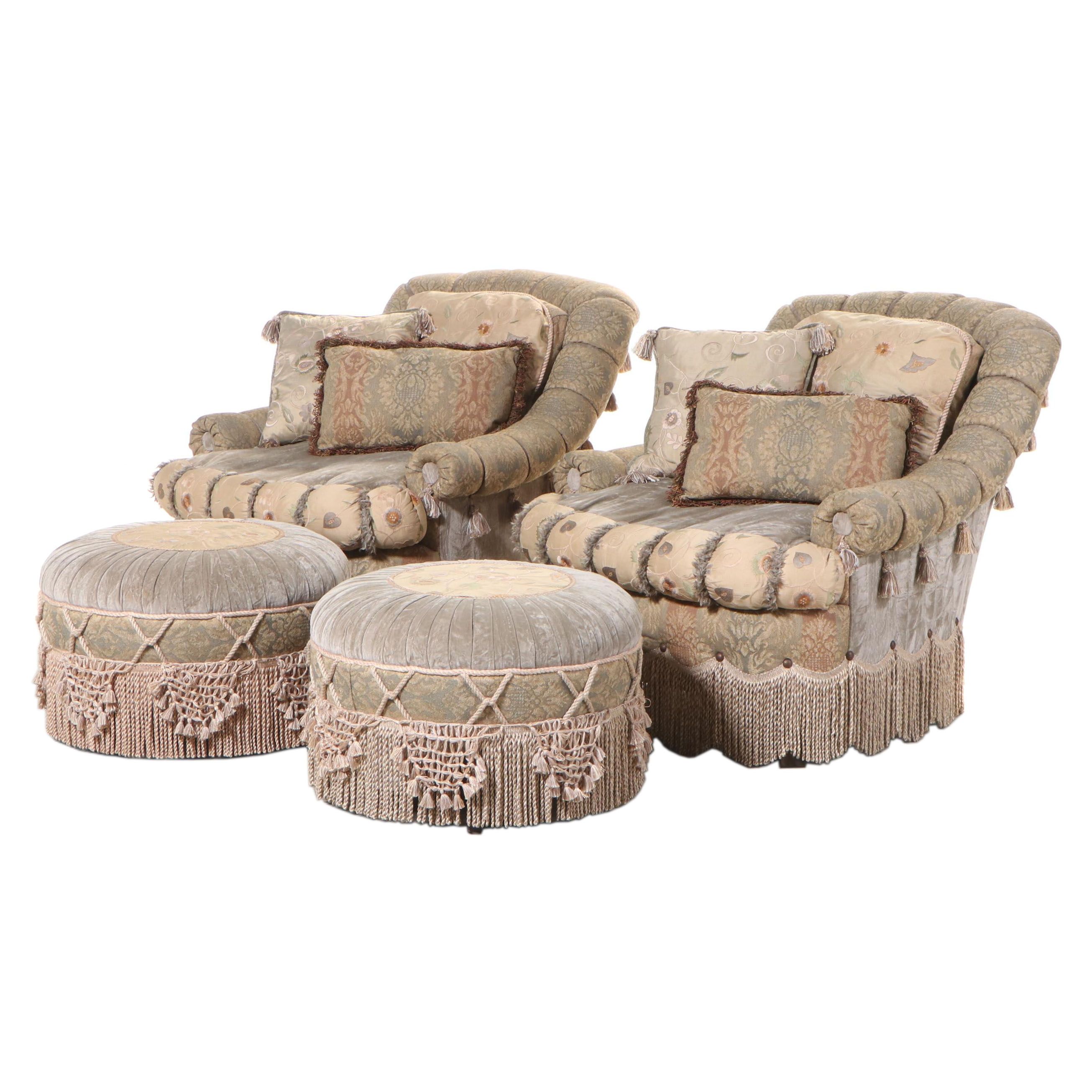 Pair of Carol Hicks Bolton and EJ Victor Custom Upholstered Chairs with ...