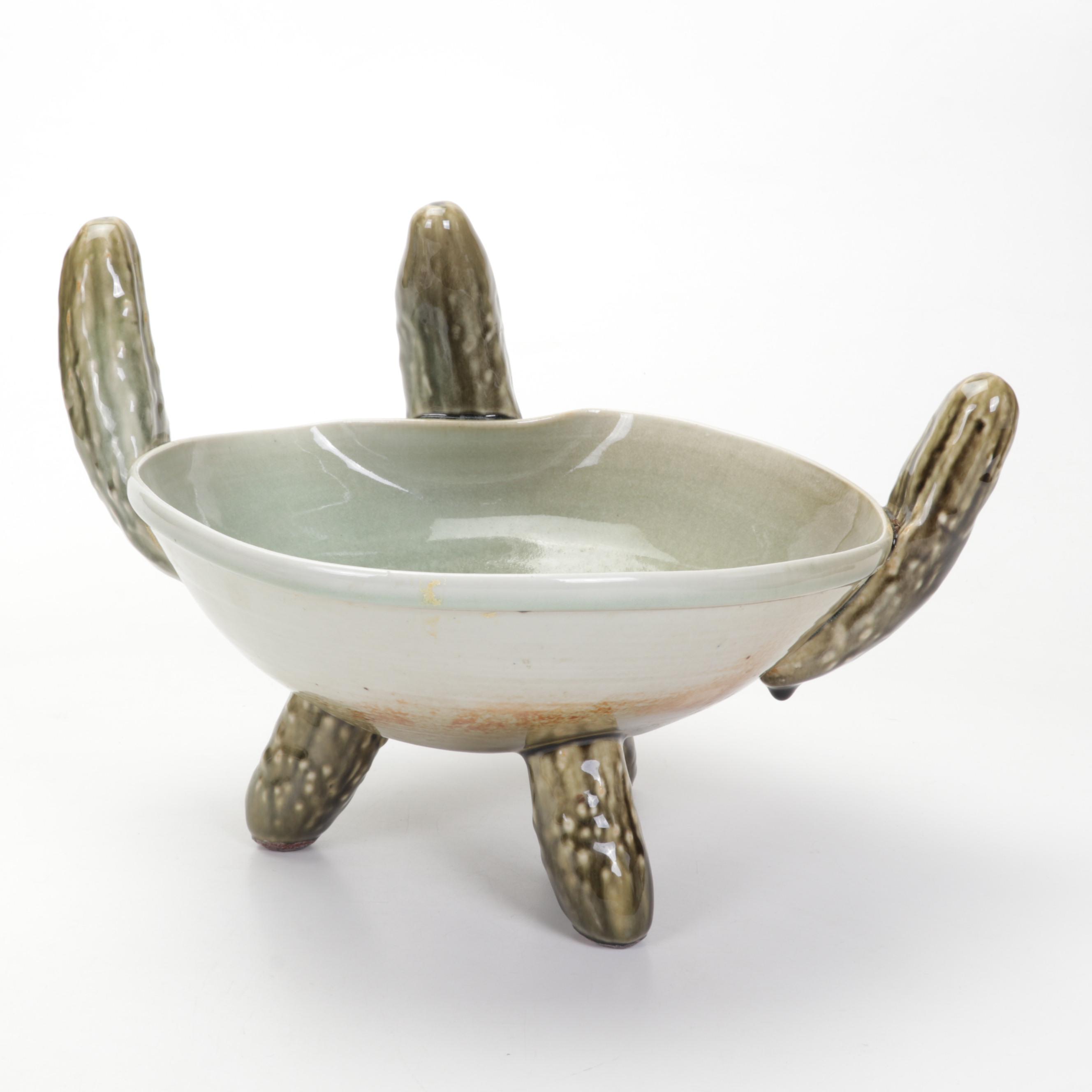 Rex Fogt Ceramic "Cucumber Bowl" with Jan Pugh Packer Creek Pottery Dip ...