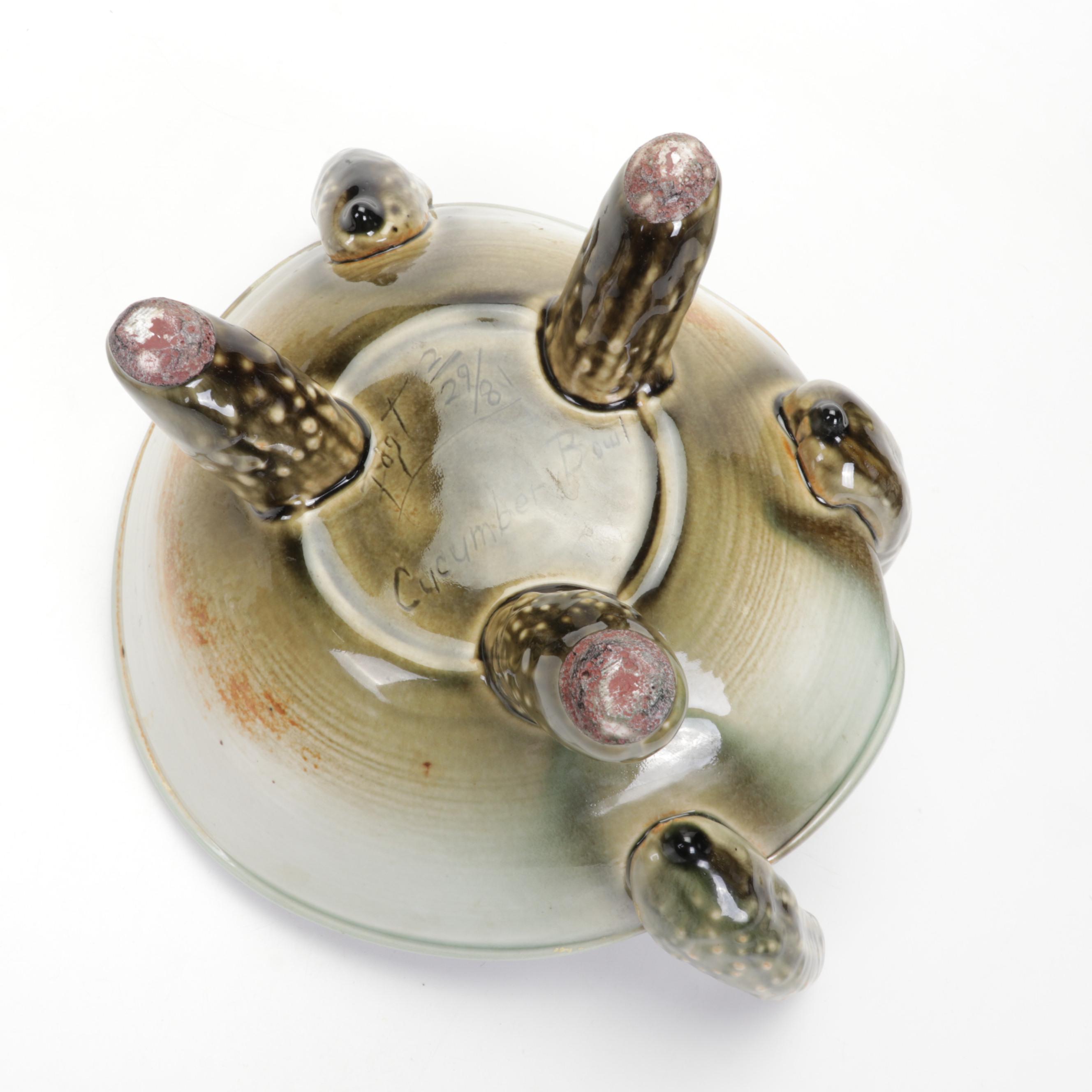 Rex Fogt Ceramic "Cucumber Bowl" with Jan Pugh Packer Creek Pottery Dip ...